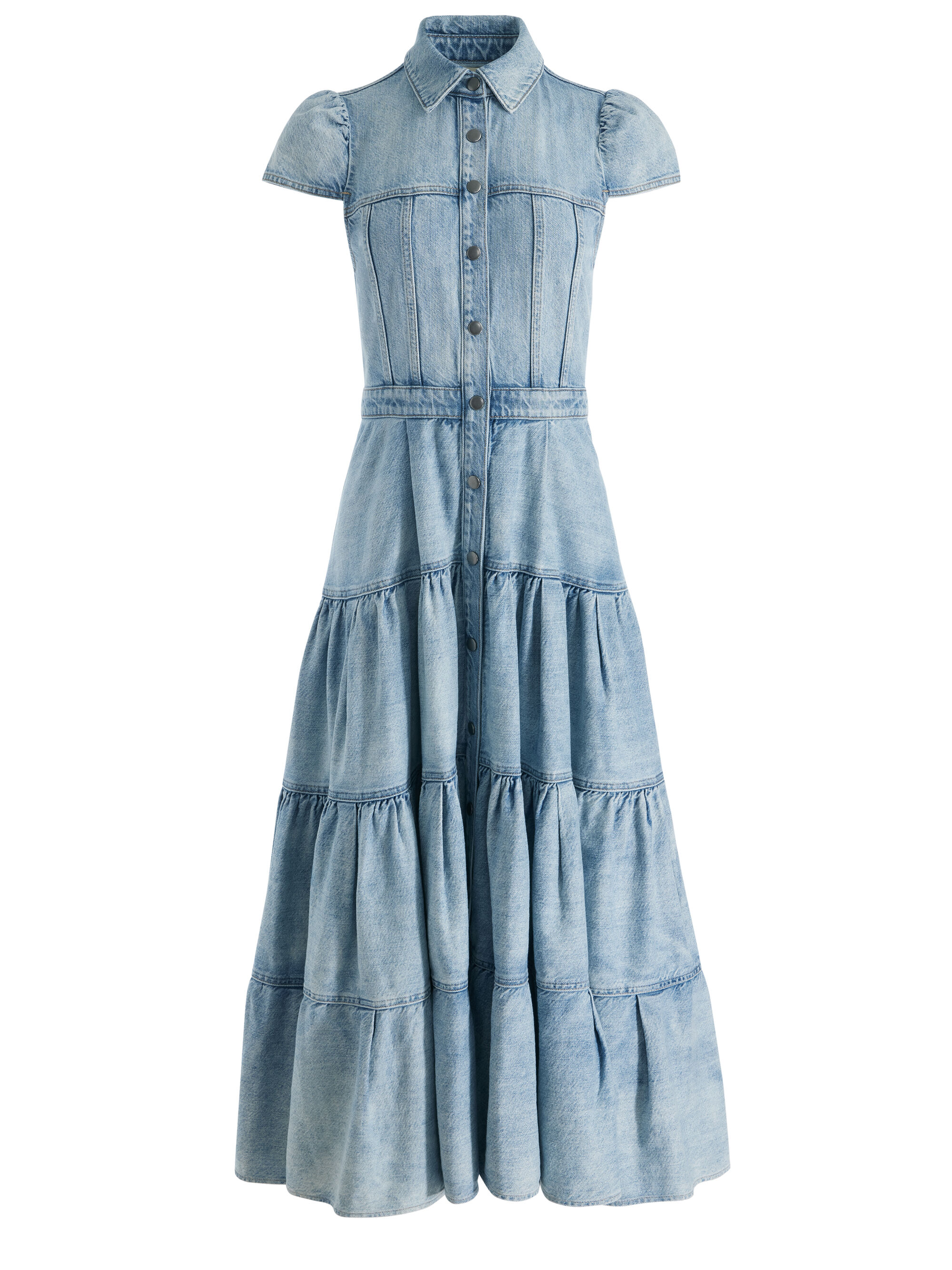 PATSY DENIM MIDI DRESS in LIGHT ADELE | ALICE + OLIVIA