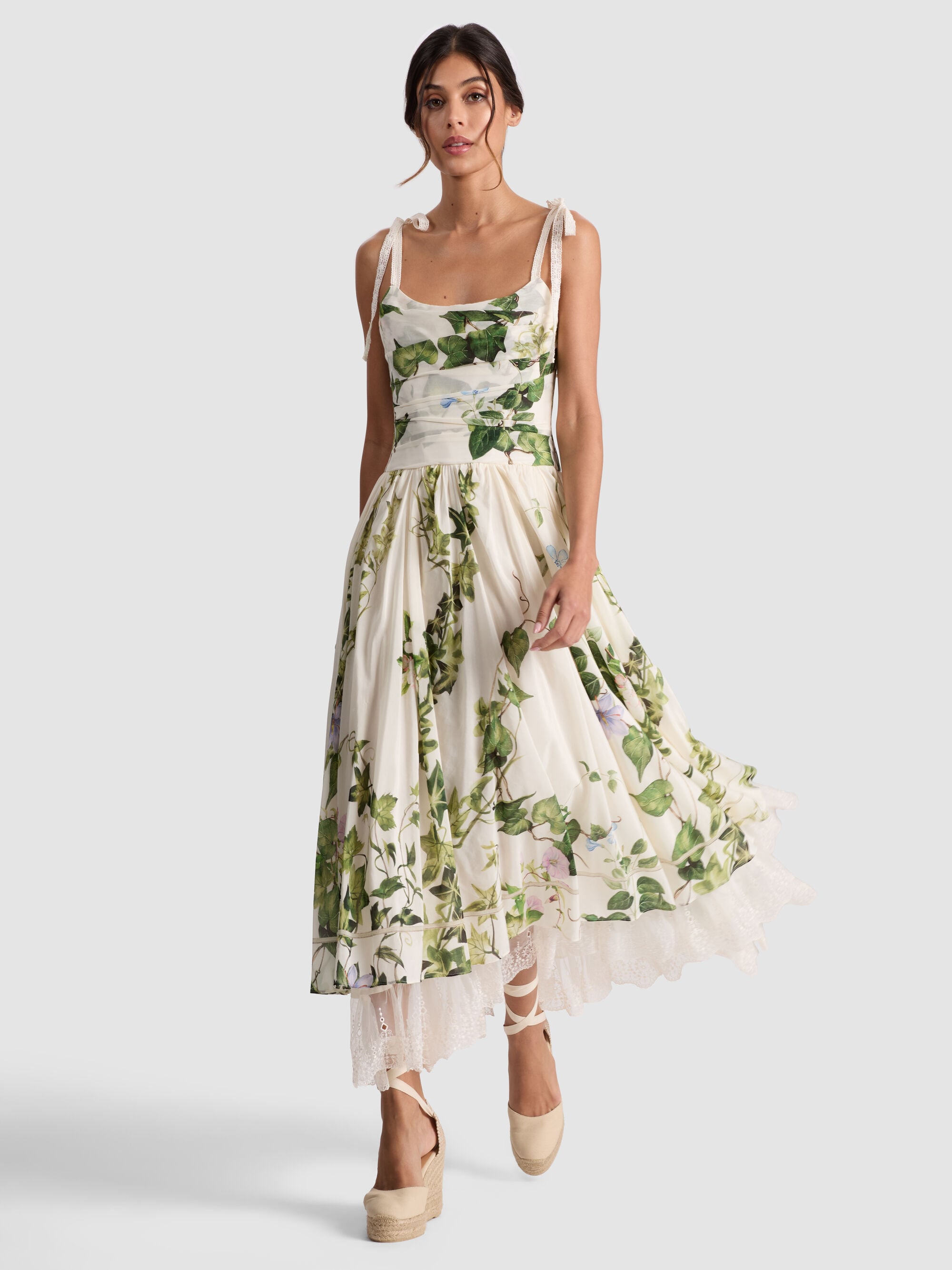 HAVEN FLARED MIDI DRESS in IVY ROMANCE | ALICE + OLIVIA