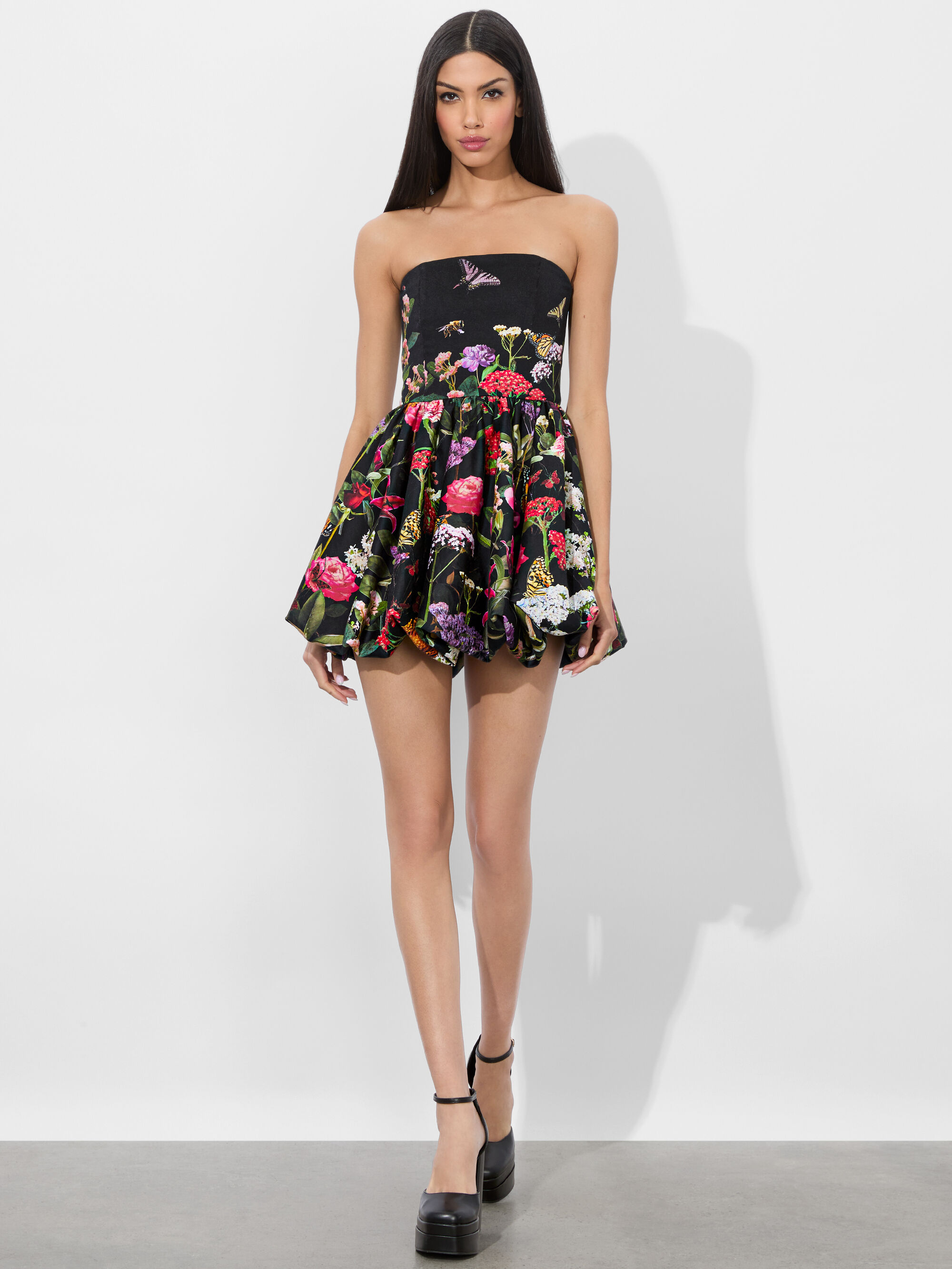 ASHA BUBBLE HEM DRESS in SECRET GARDEN | ALICE + OLIVIA