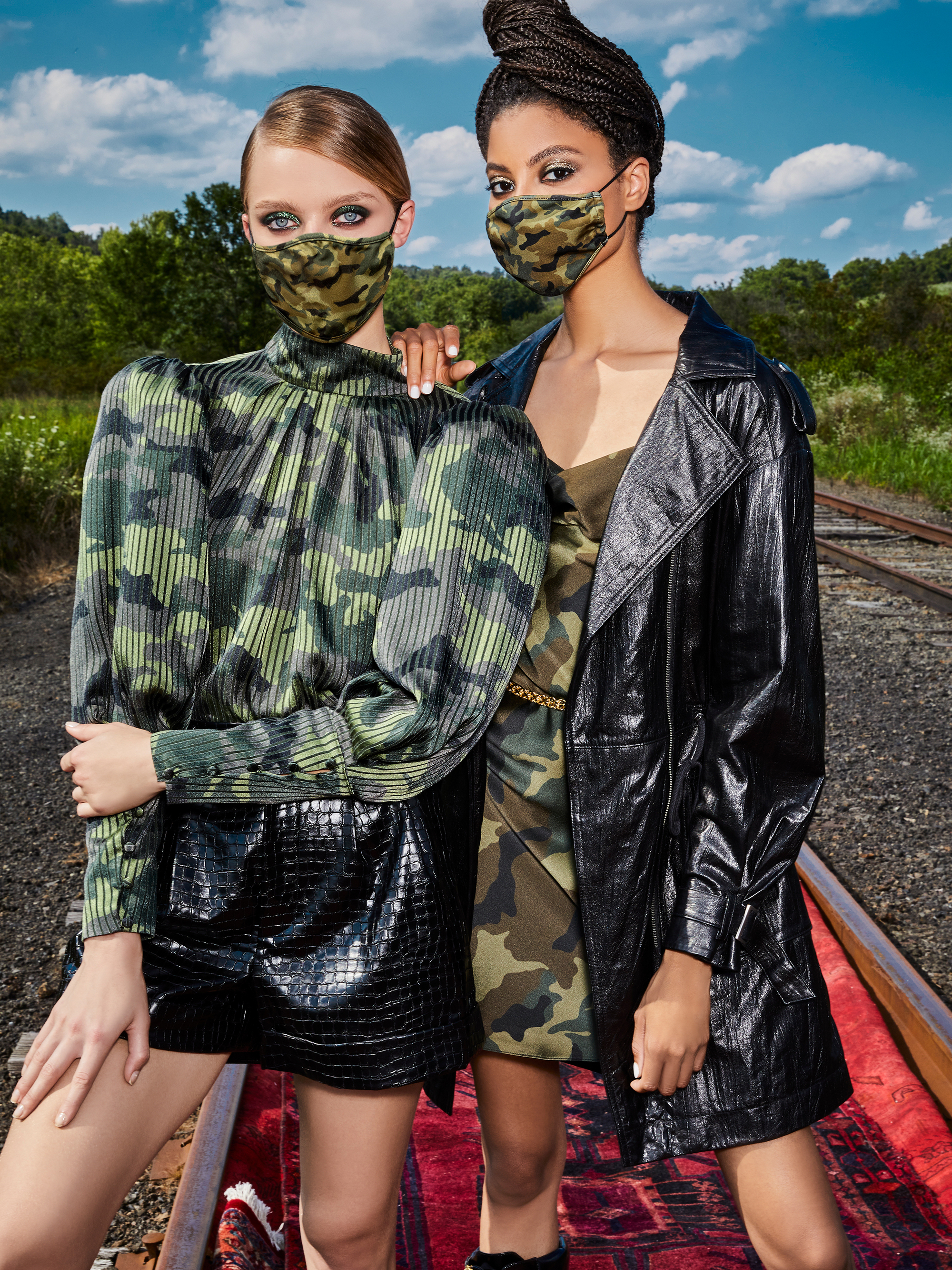 Winslet Cuff Sleeve Camo Blouse In Camo Girl | Alice + Olivia