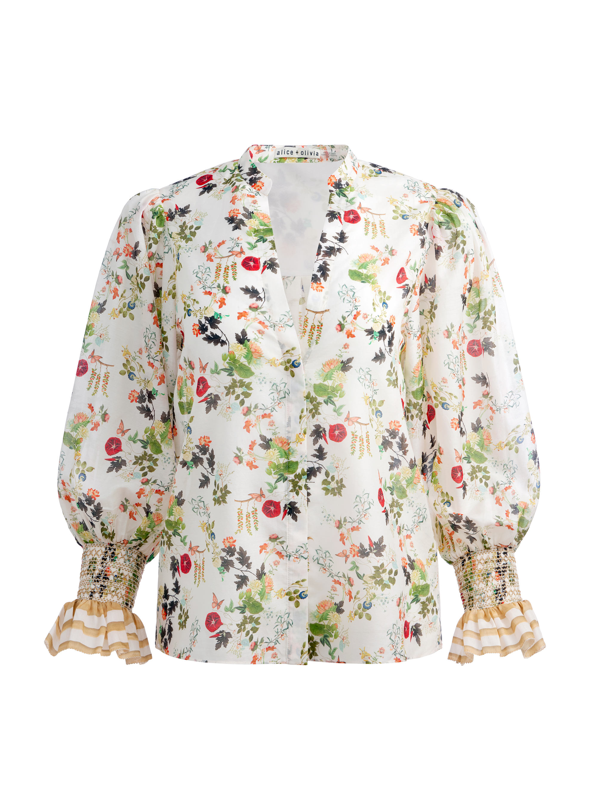 Ilan Button Front Blouse In Blush Kiss Vanilla | Alice + Olivia