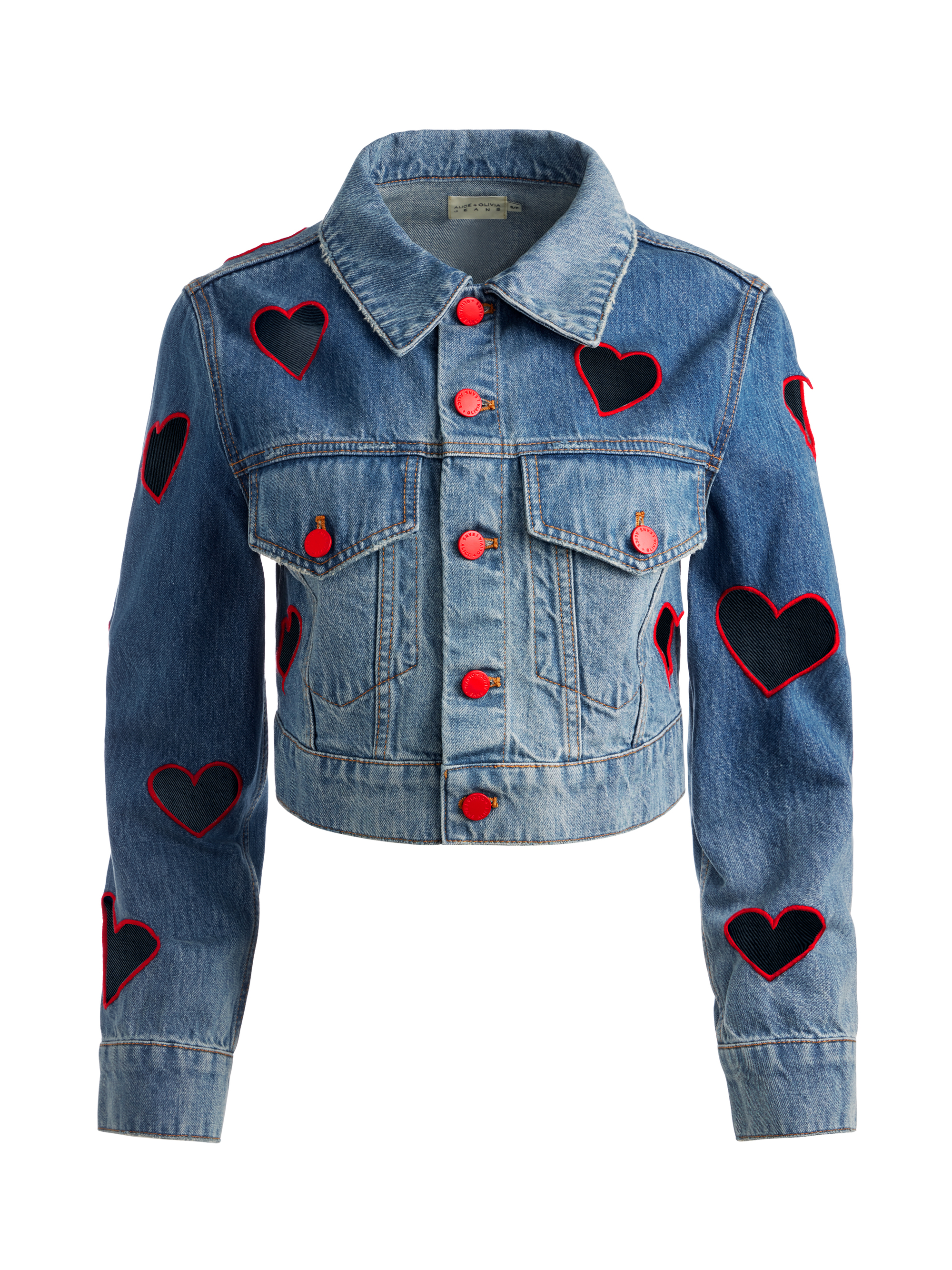 Jeff Heart Embroidered Cropped Denim Jacket In True Blues Dark | Alice ...