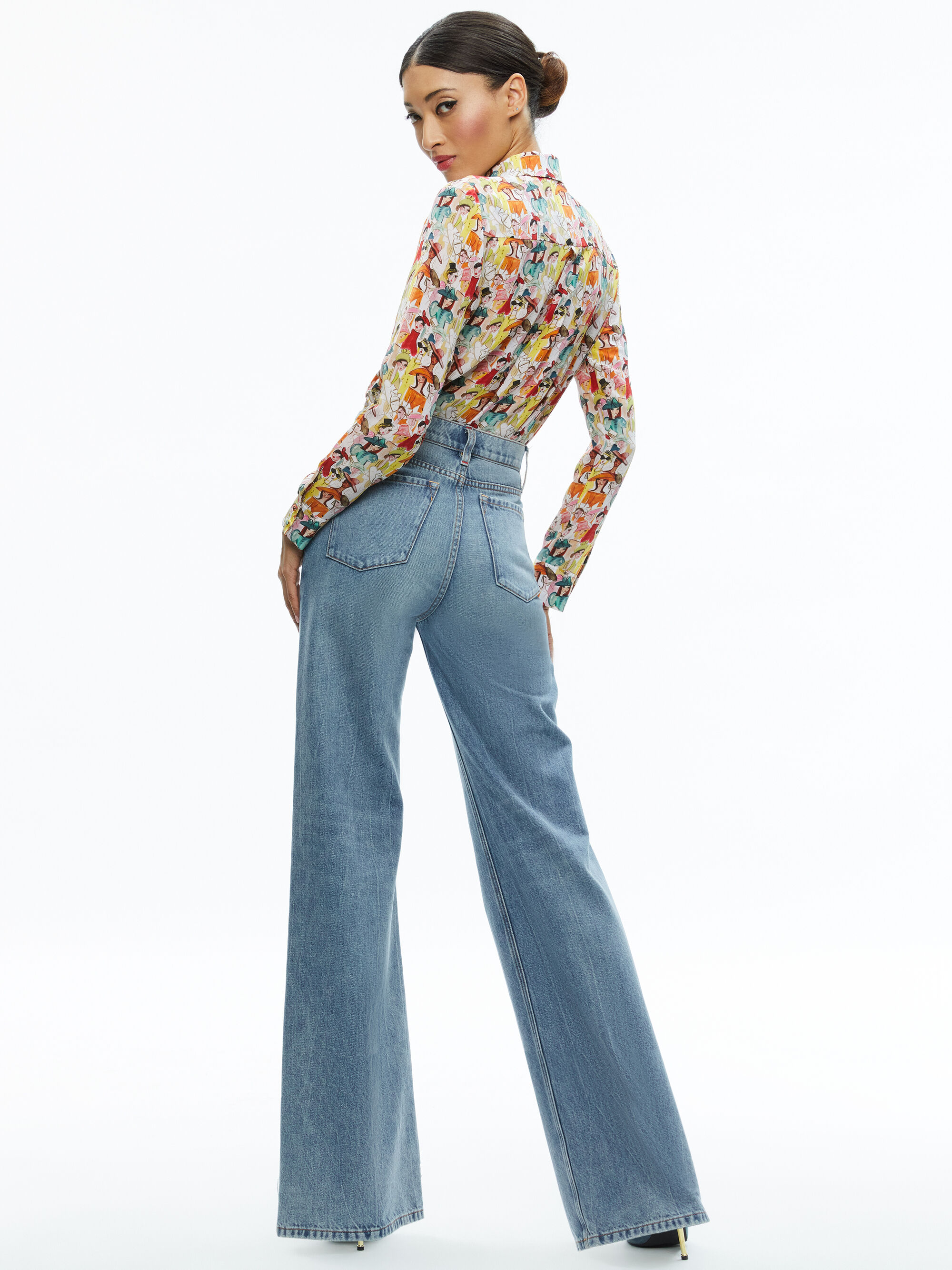 A+O X BLAIR Z WILLA PLACKET TOP in BLAIR Z LADIES | ALICE + OLIVIA