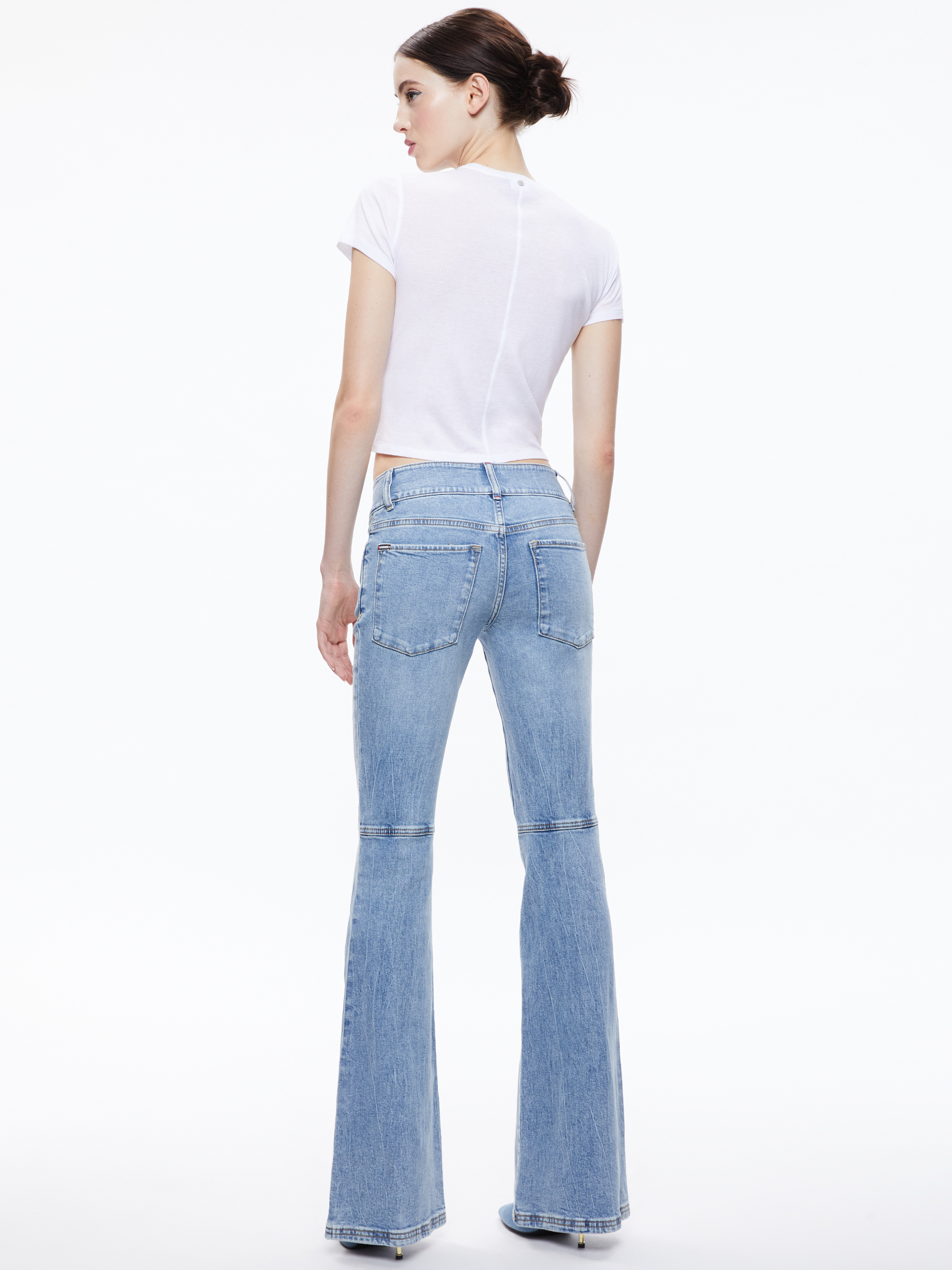 Stacey Low Rise Bell Bottom Jean In Bay Blue | Alice + Olivia