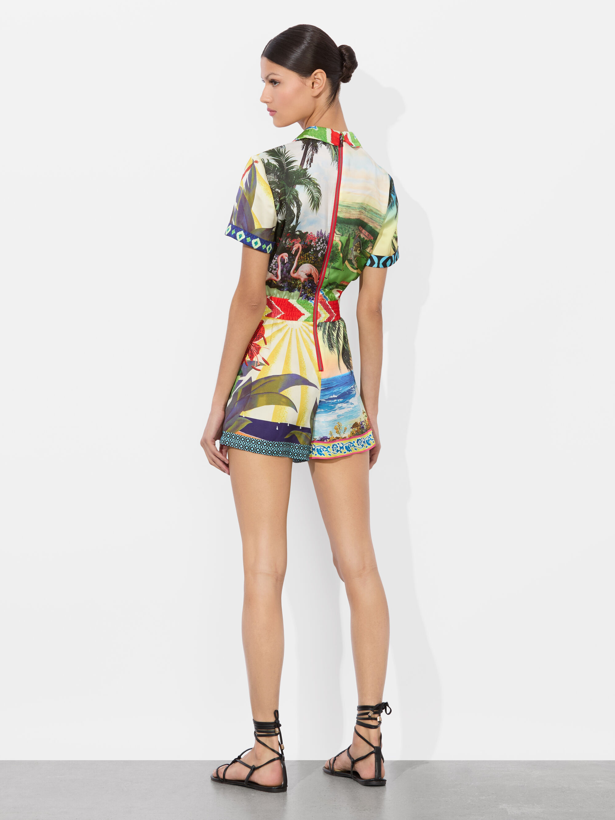 LEIGHTON PAJAMA ROMPER in ISLAND DREAMS MULTI | ALICE + OLIVIA