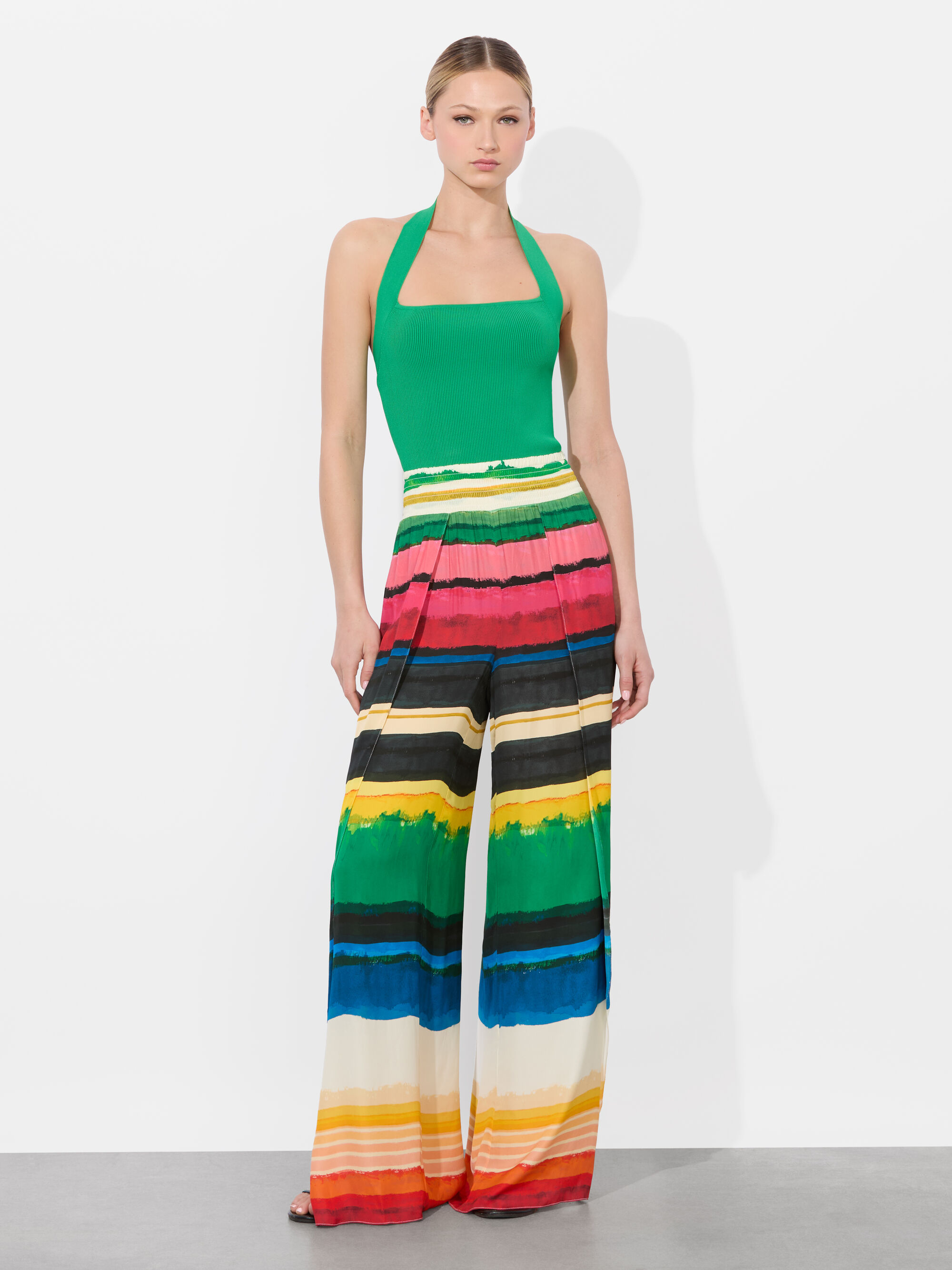 LARISSA OPEN PLEAT PANT in RAINBOW REEF | ALICE + OLIVIA