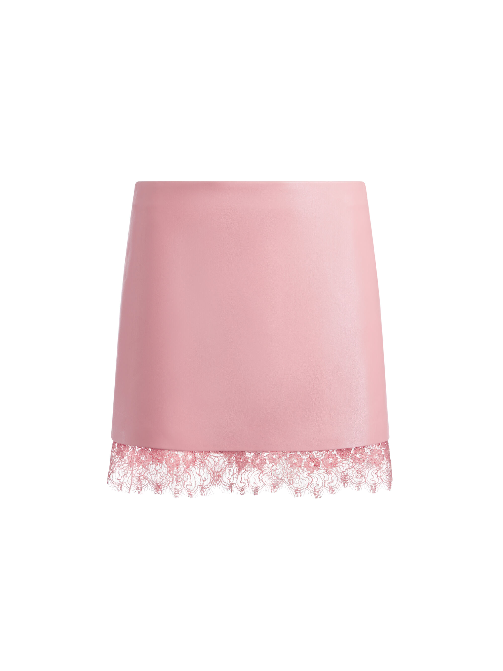 Rubi Vegan Leather Lace Trim Mini Skirt In Rose | Alice + Olivia