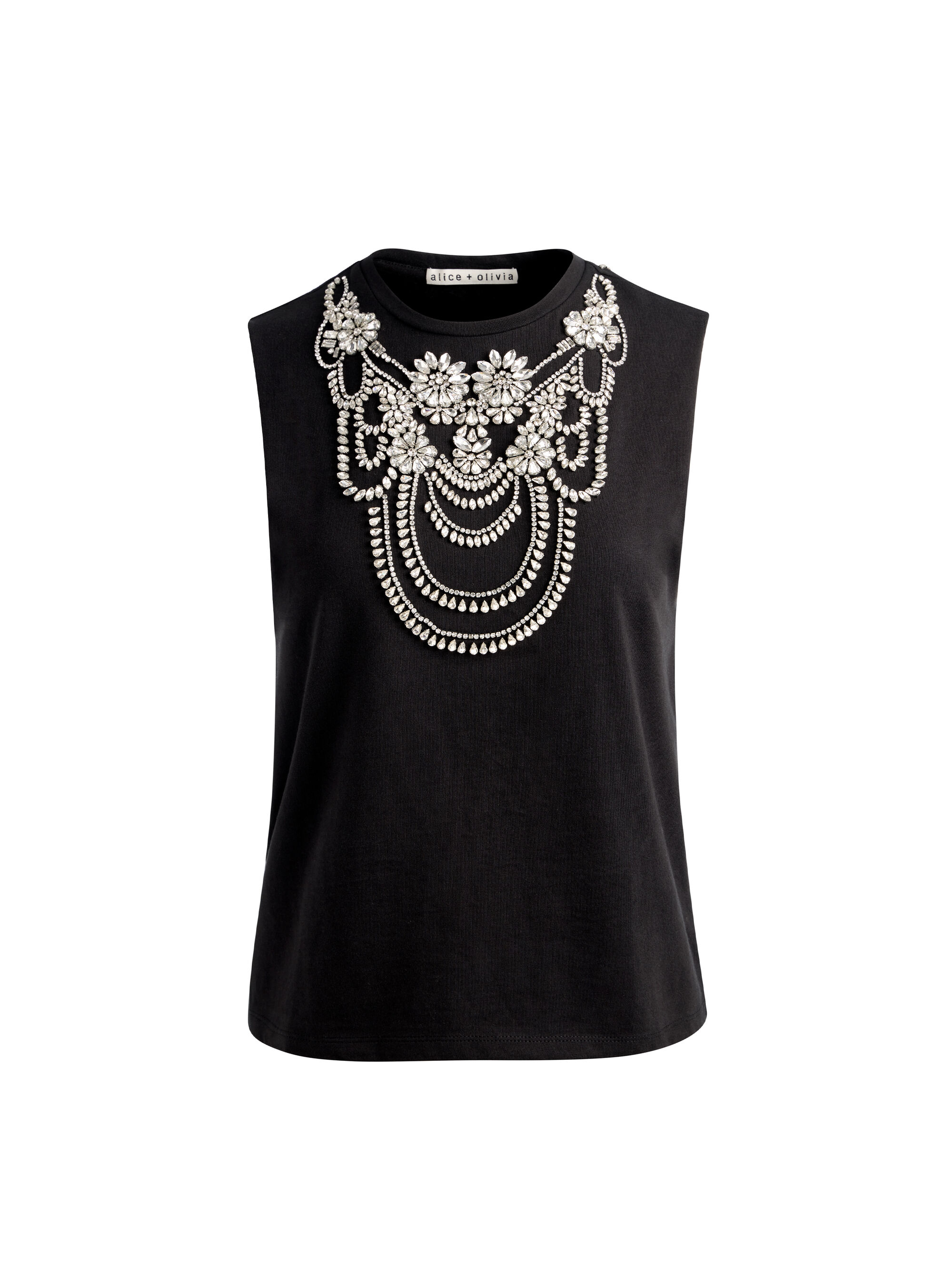 DEDE EMBELLISHED TANK in BLACK | ALICE + OLIVIA