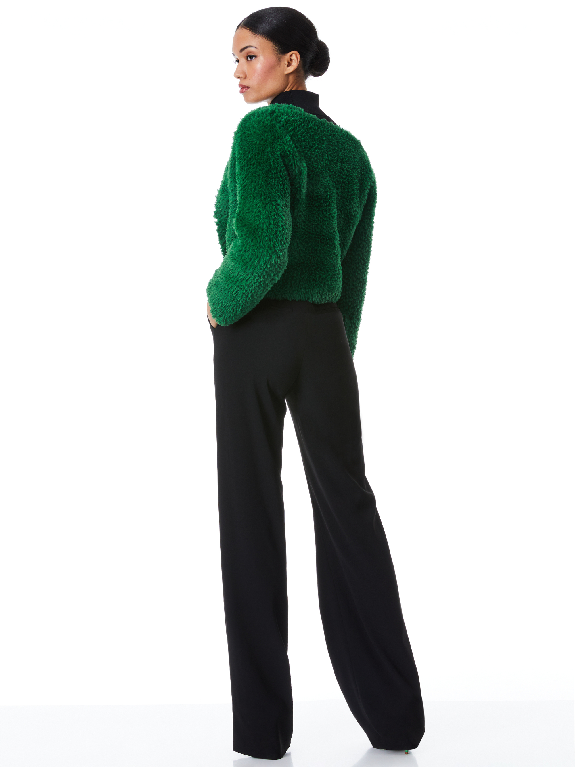 Fawn Faux Fur Jacket In Deep Emerald | Alice + Olivia
