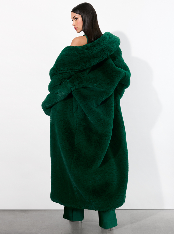 Yetta Faux Fur Coat In Forest Green | Alice + Olivia