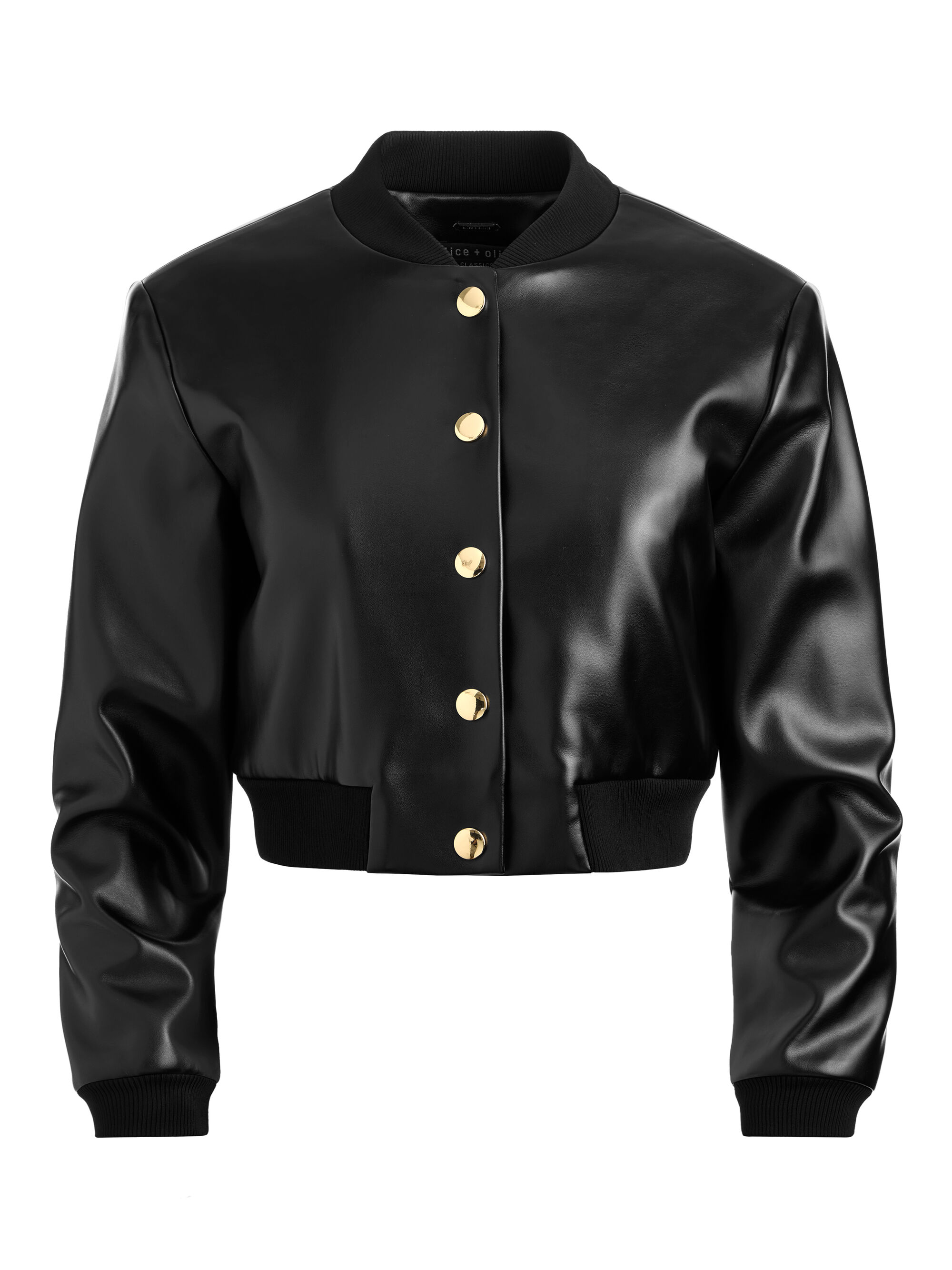 BARTON VEGAN BOMBER JACKET in BLACK | ALICE + OLIVIA