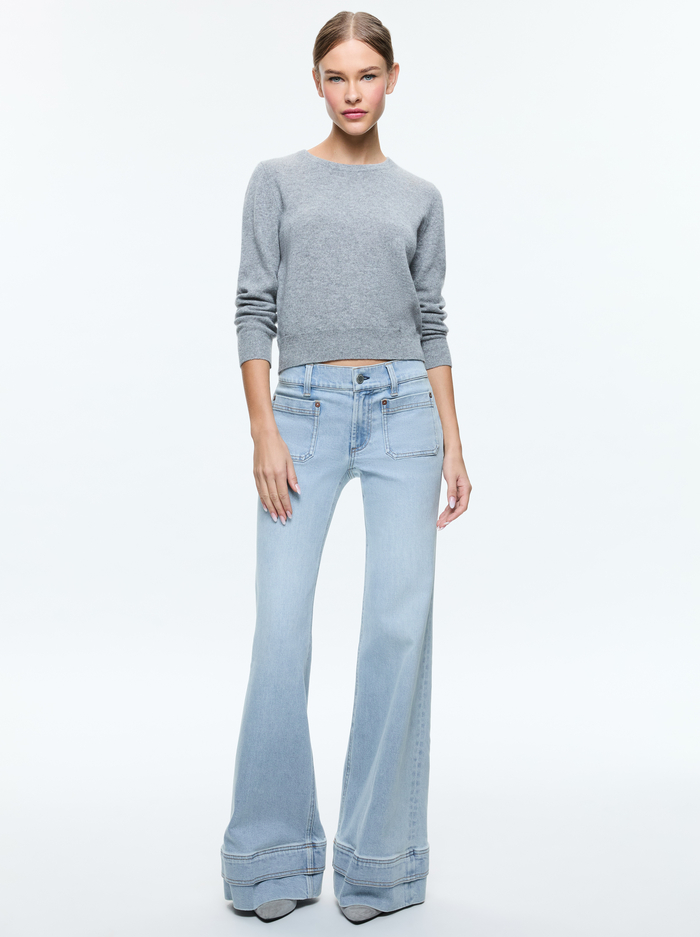 Brian Patch Pocket Wide Leg Double Hem Jean In Leona Light Blue | Alice + Olivia