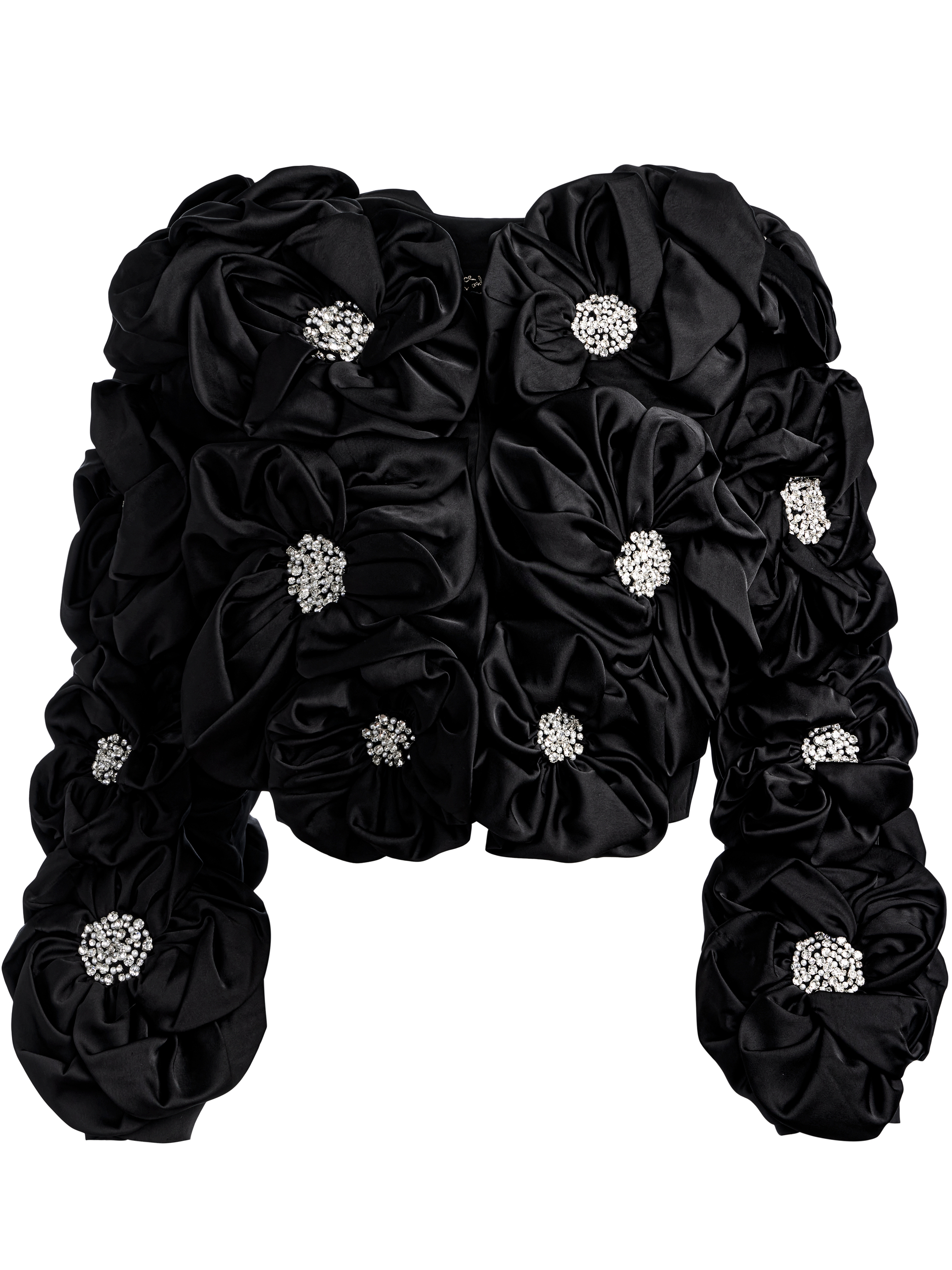 Lorna Cropped Floral Applique Jacket In Black | Alice + Olivia