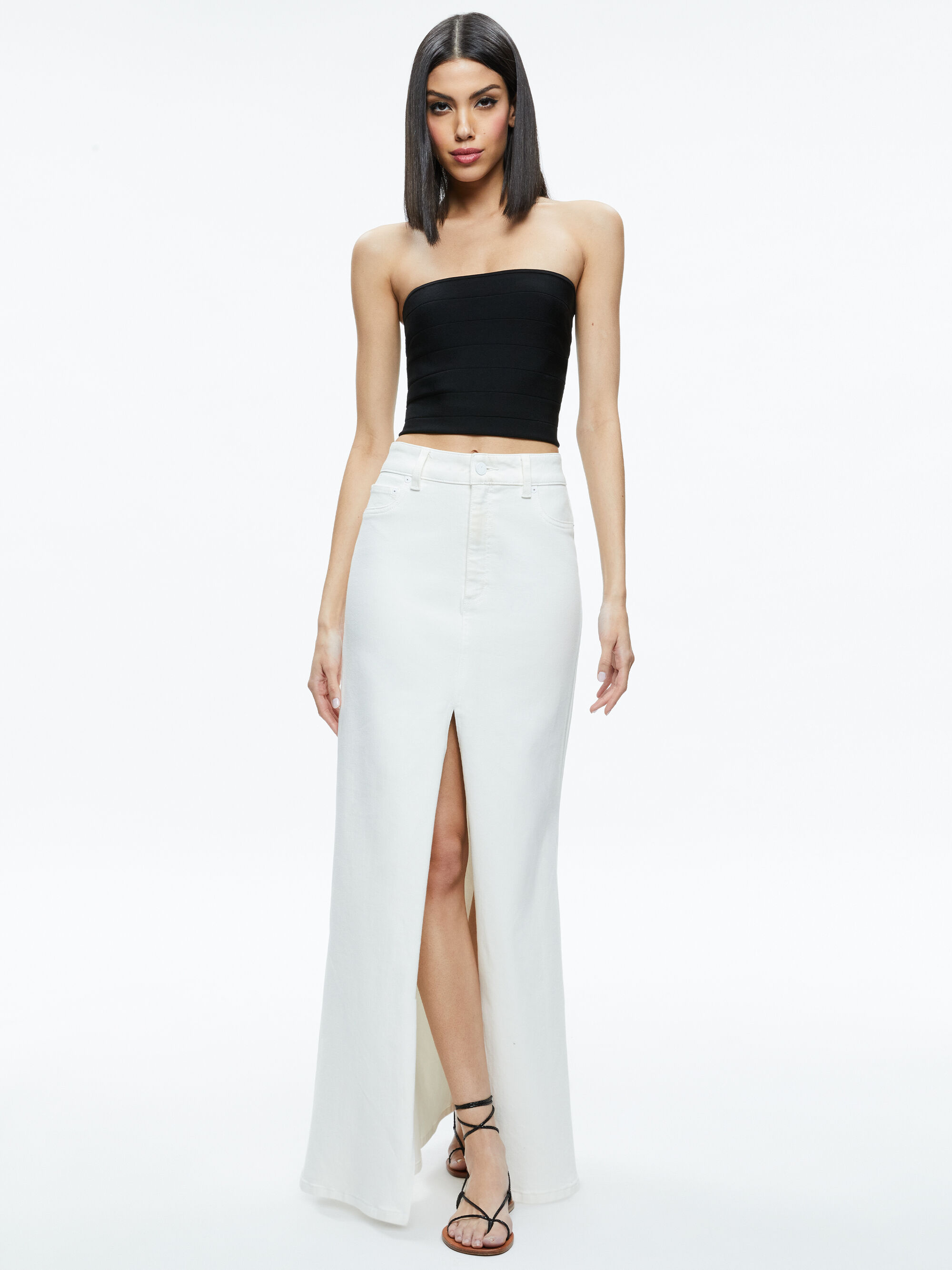 ALISON FULL LENGTH TUBE TOP in BLACK | ALICE + OLIVIA