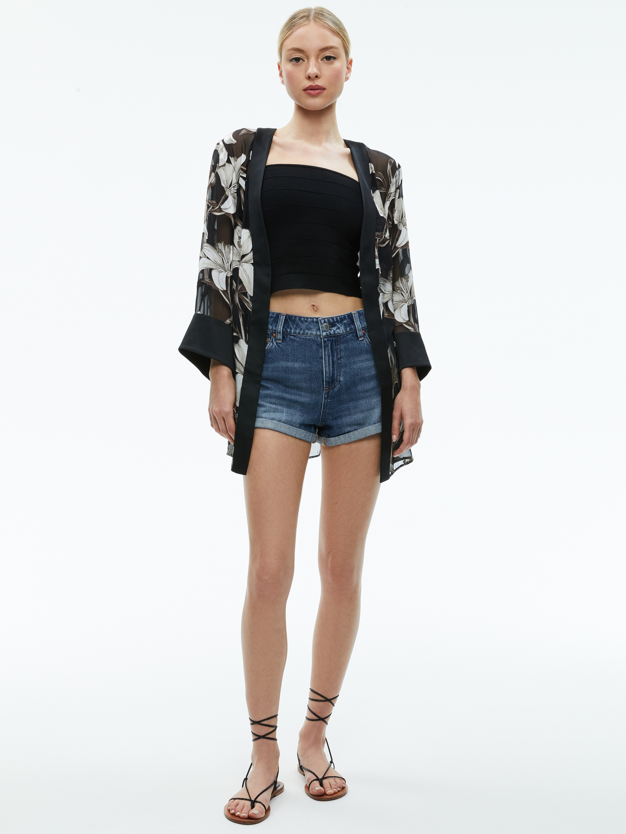 Mariana Mini Kimono In Stargazer Black Lg | Alice + Olivia