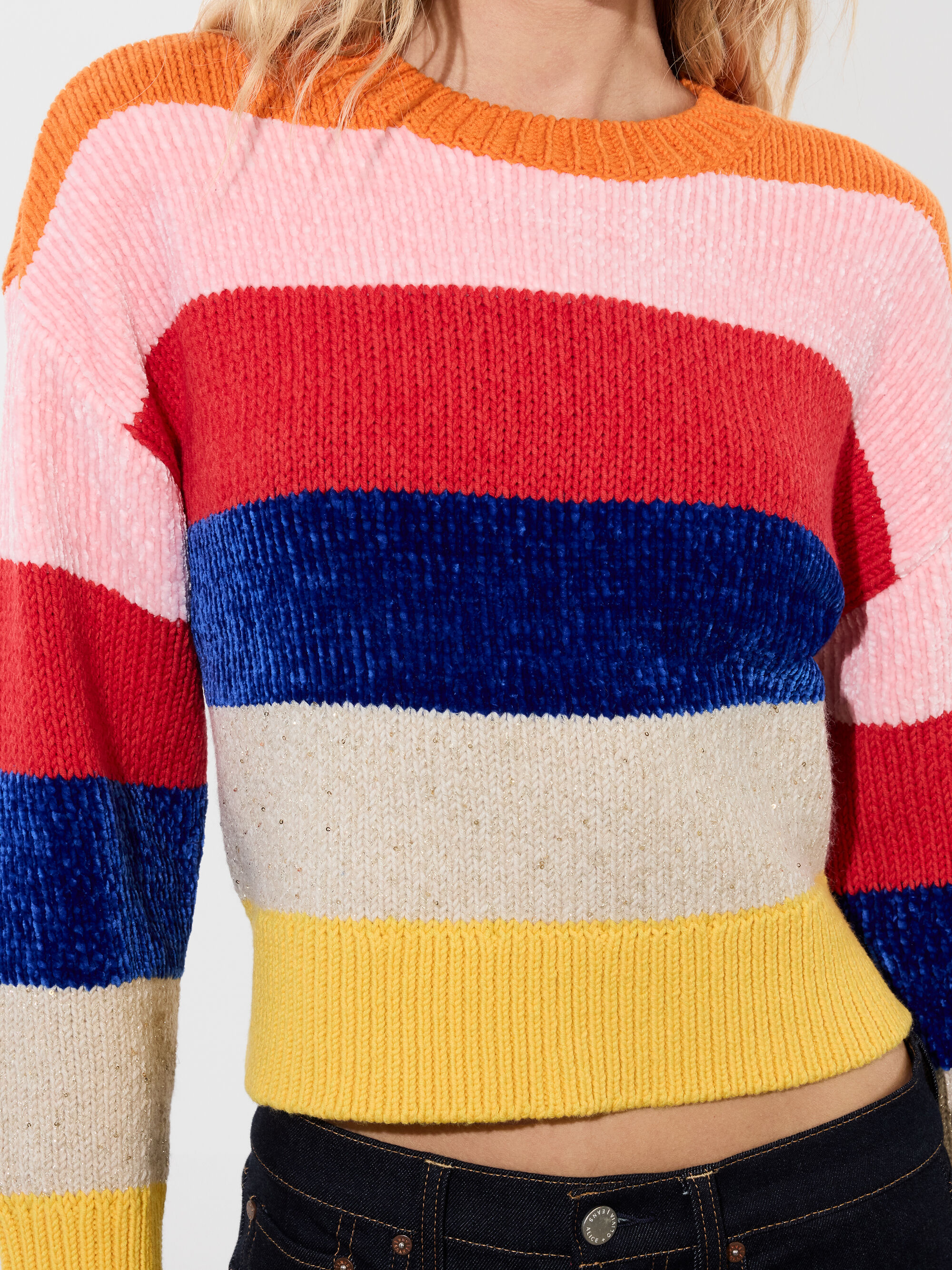 LOUIE PULLOVER in MULTI STRIPE | ALICE + OLIVIA