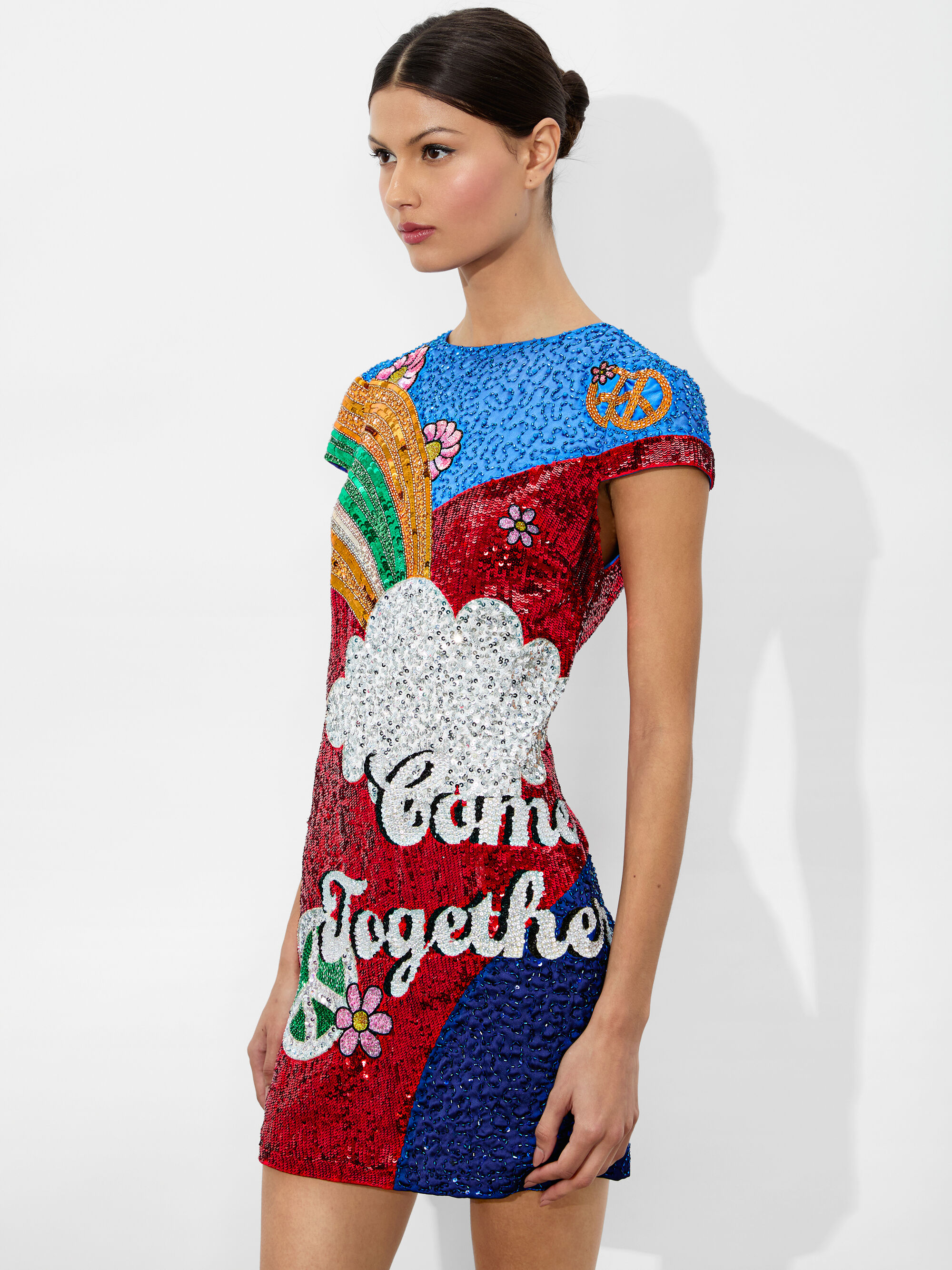 A+O X THE BEATLES CLYDE SHIFT DRESS in COME TOGETHER | ALICE + OLIVIA