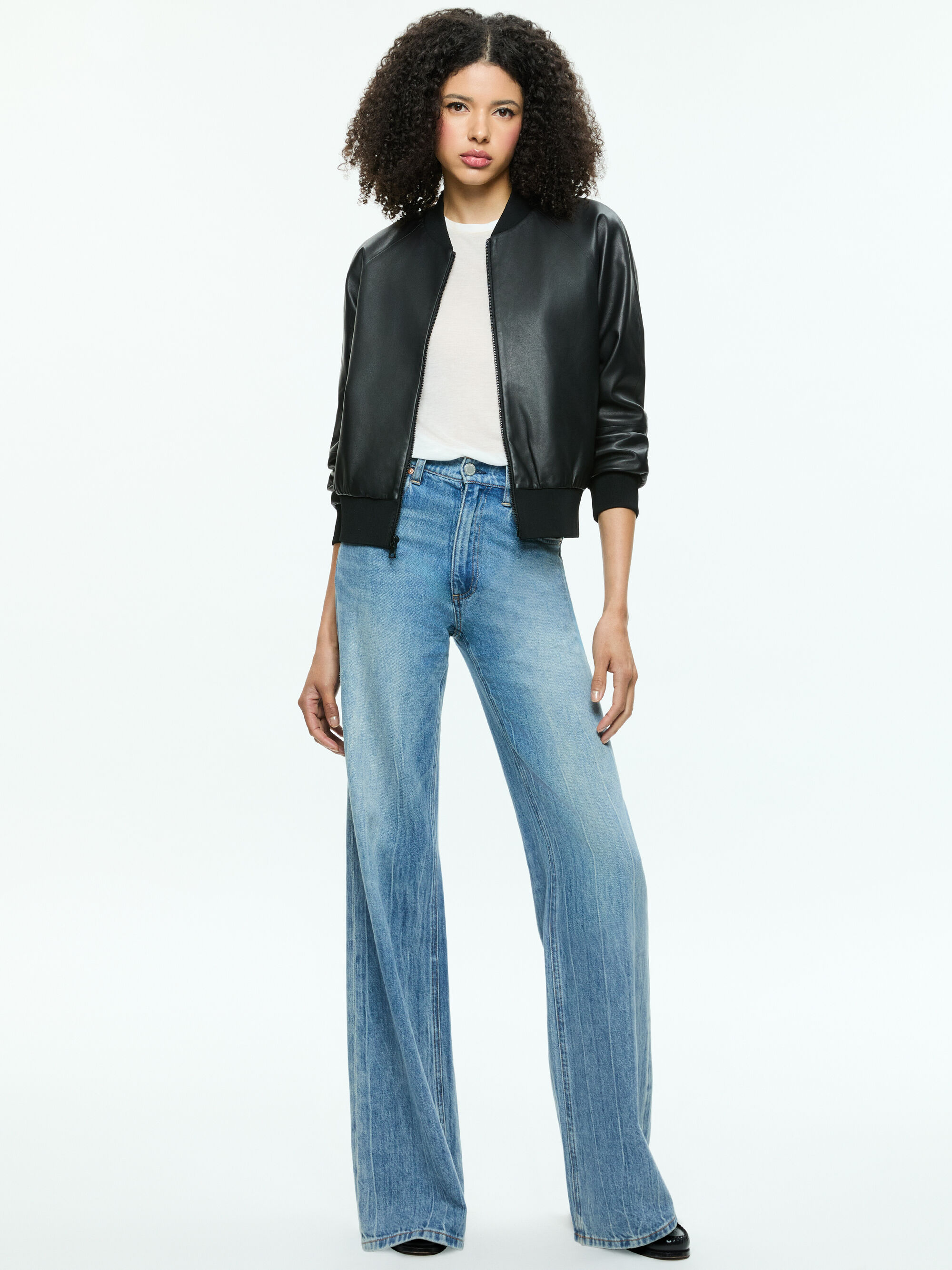 Felisa Leather Bomber In Black | Alice + Olivia