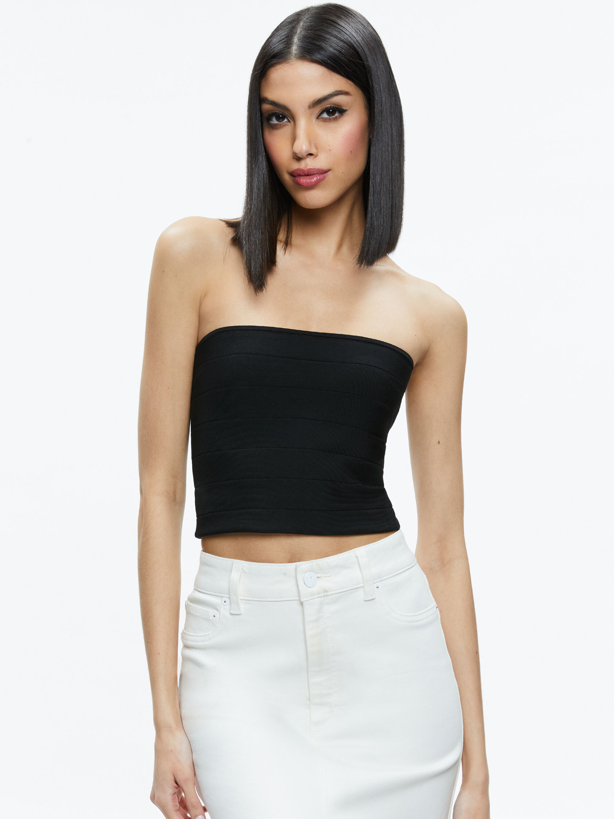 ALISON FULL LENGTH TUBE TOP in BLACK | ALICE + OLIVIA