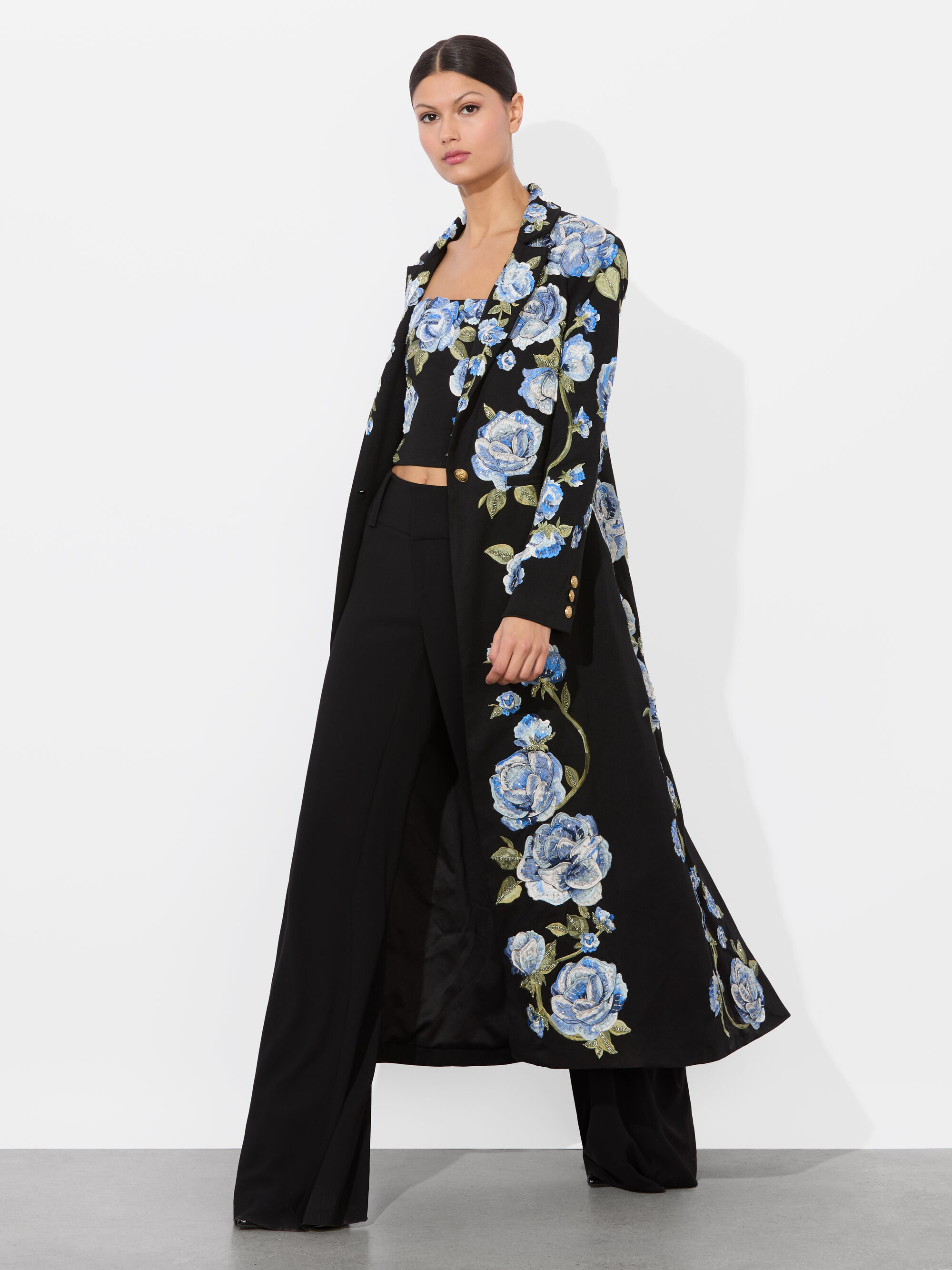 Macey Long Blazer In Black Multi | Alice + Olivia