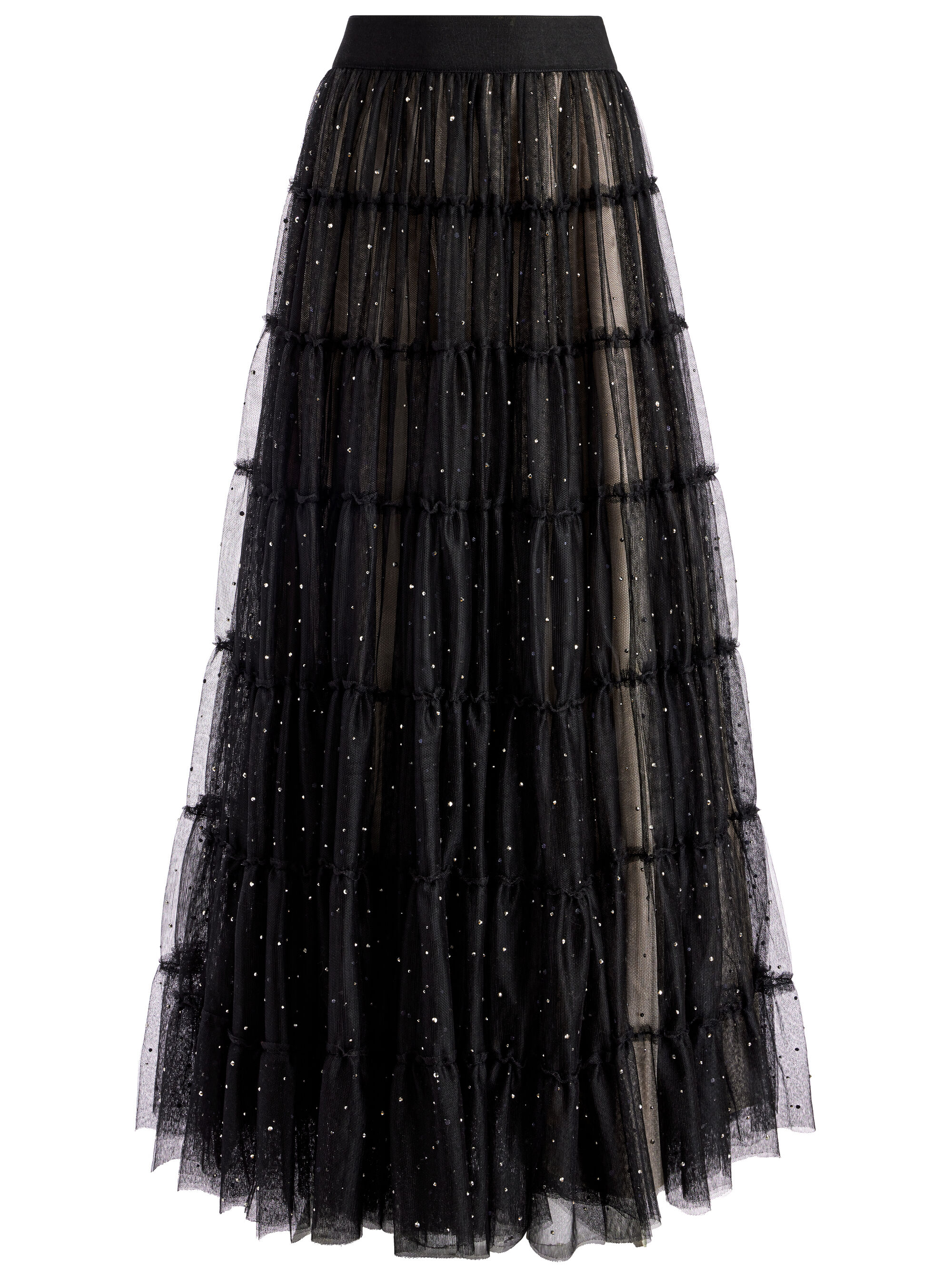 DARCY BALLGOWN SKIRT in BLACK/CRYSTAL | ALICE + OLIVIA