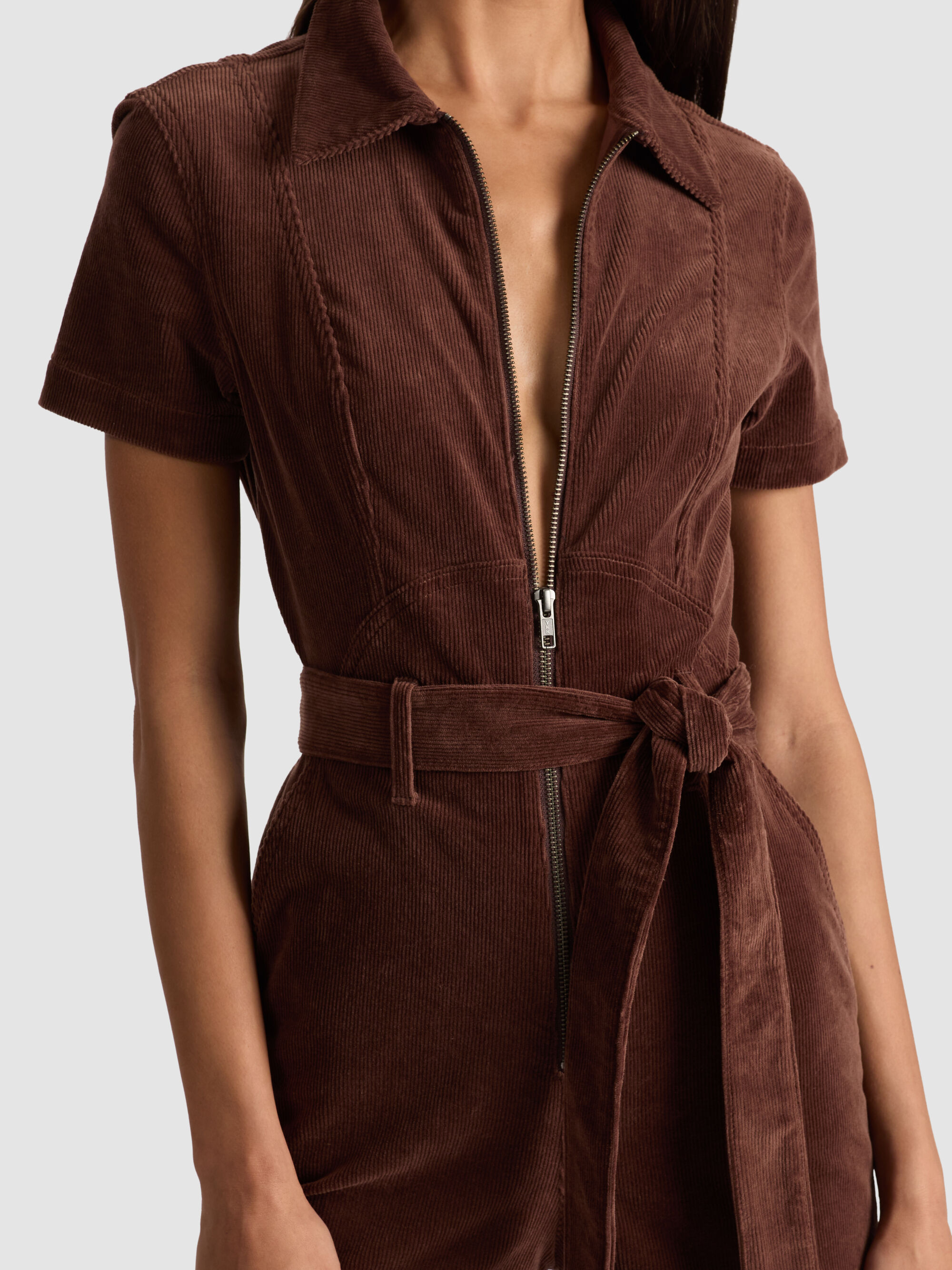 GORGEOUS CORDUROY JUMPSUIT in DARK CHOCOLATE | ALICE + OLIVIA