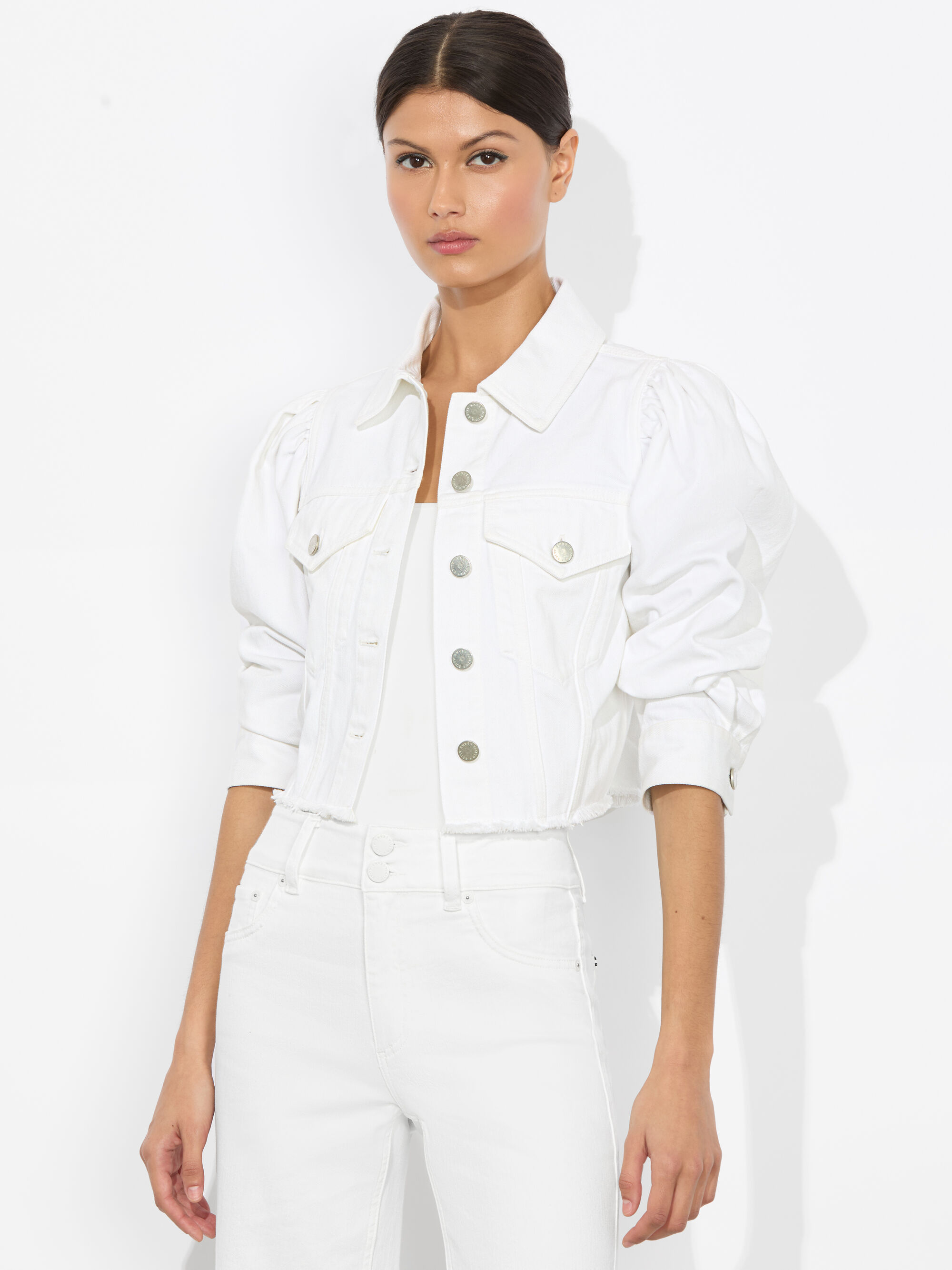 LANA DENIM JACKET in WHITE | ALICE + OLIVIA