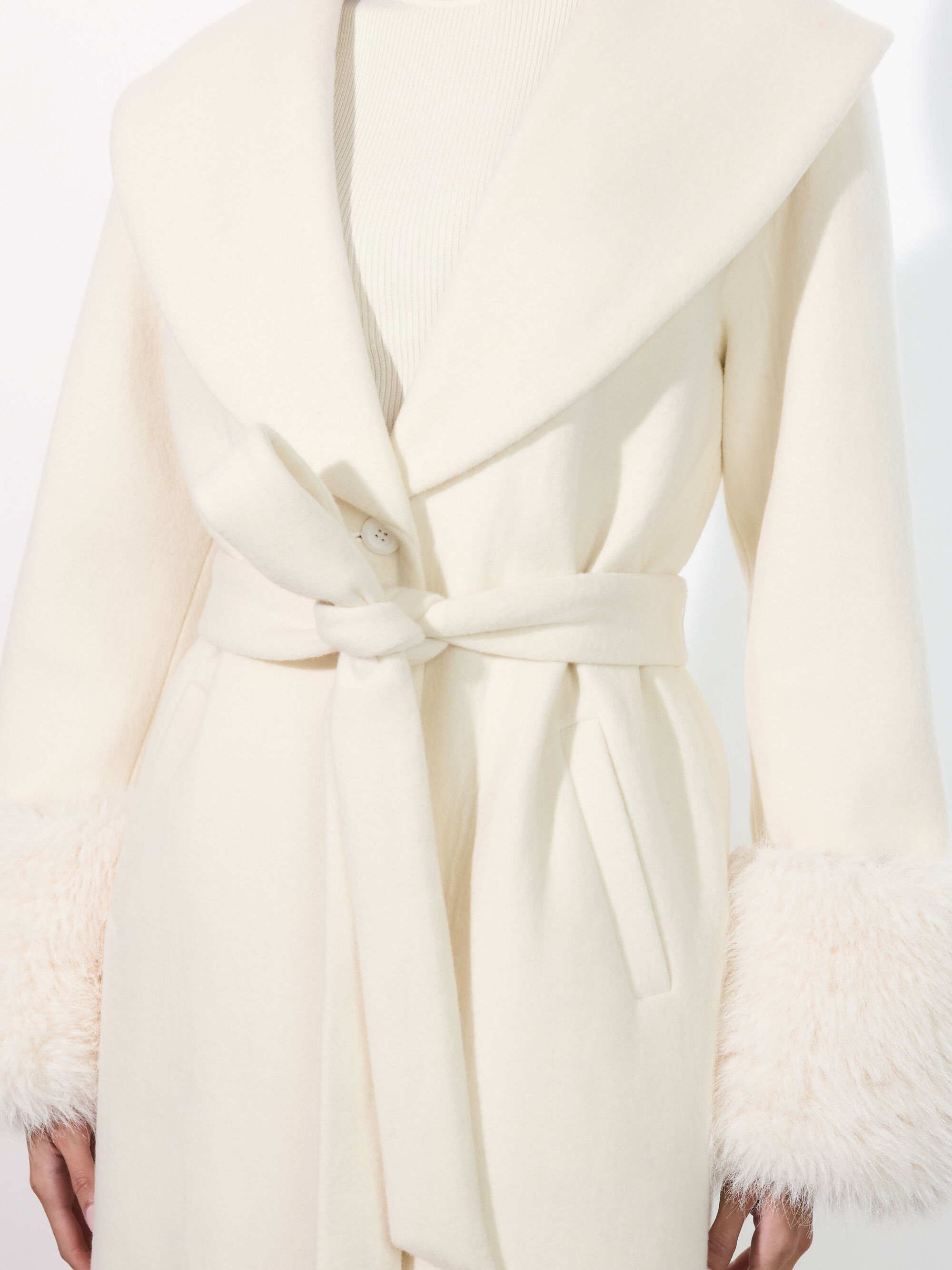 MARCELENE MAXI COAT in OFF WHITE | ALICE + OLIVIA