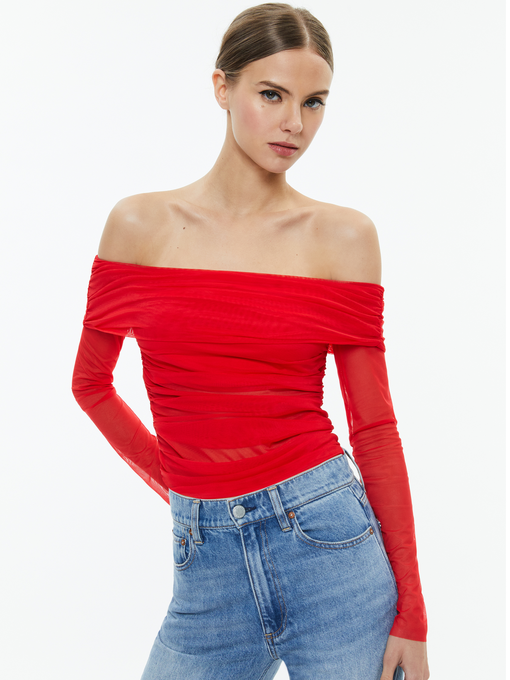 Isadola Top In Bright Ruby | Alice + Olivia