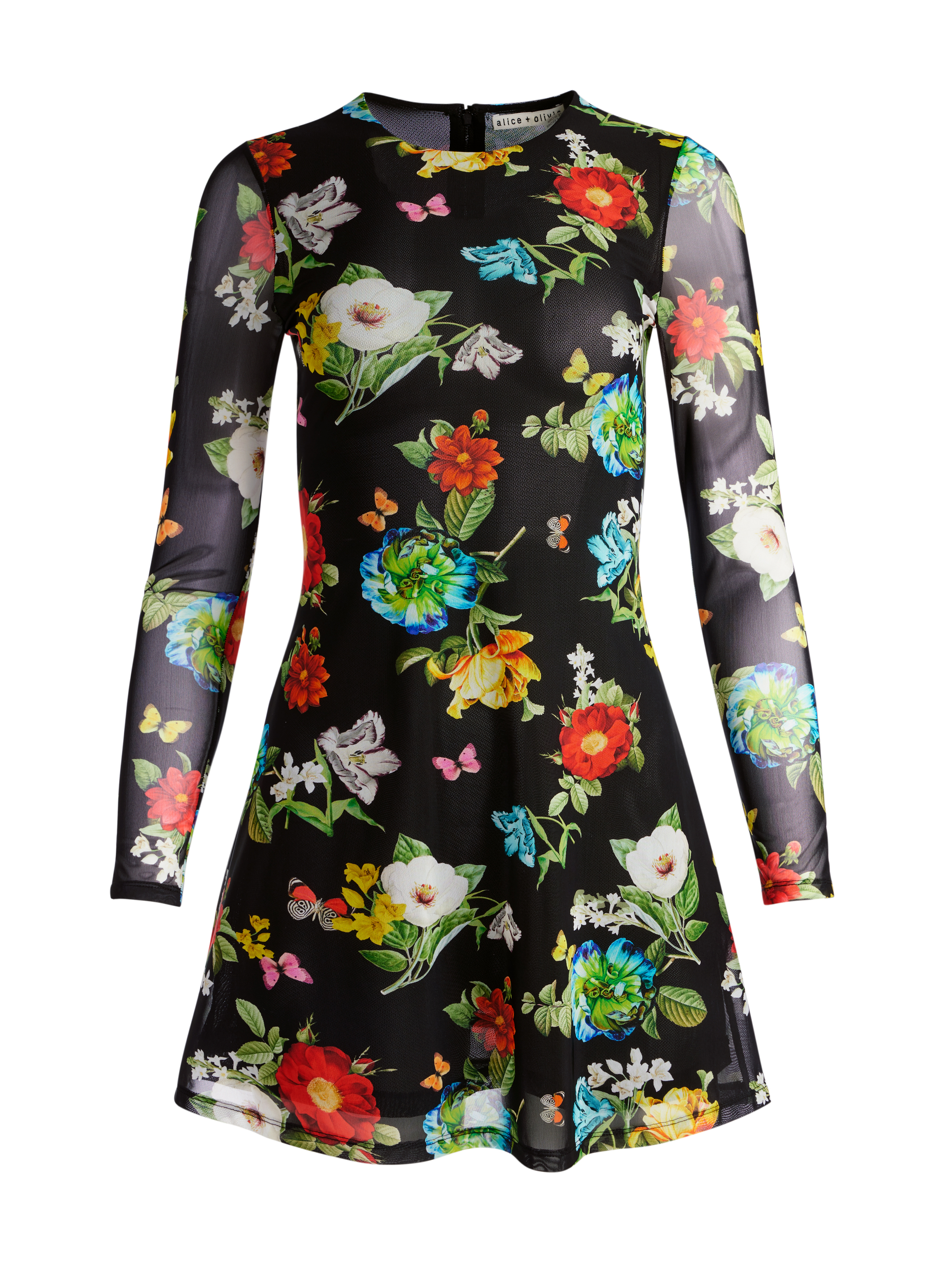 Delora Long Sleeve Mini Dress In Atrium Floral Sm | Alice + Olivia