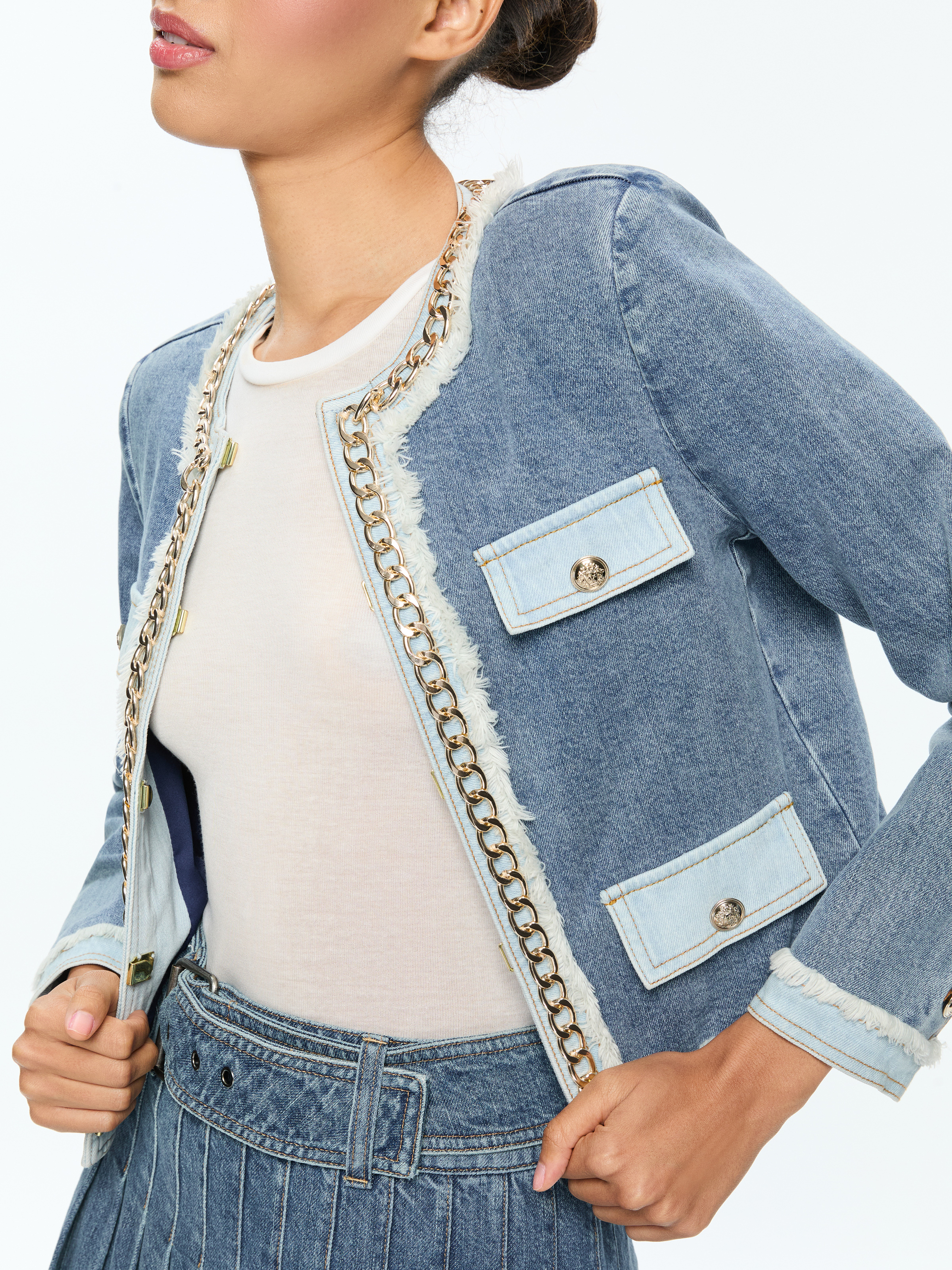 Landon Denim Jacket In Avery Blue | Alice + Olivia
