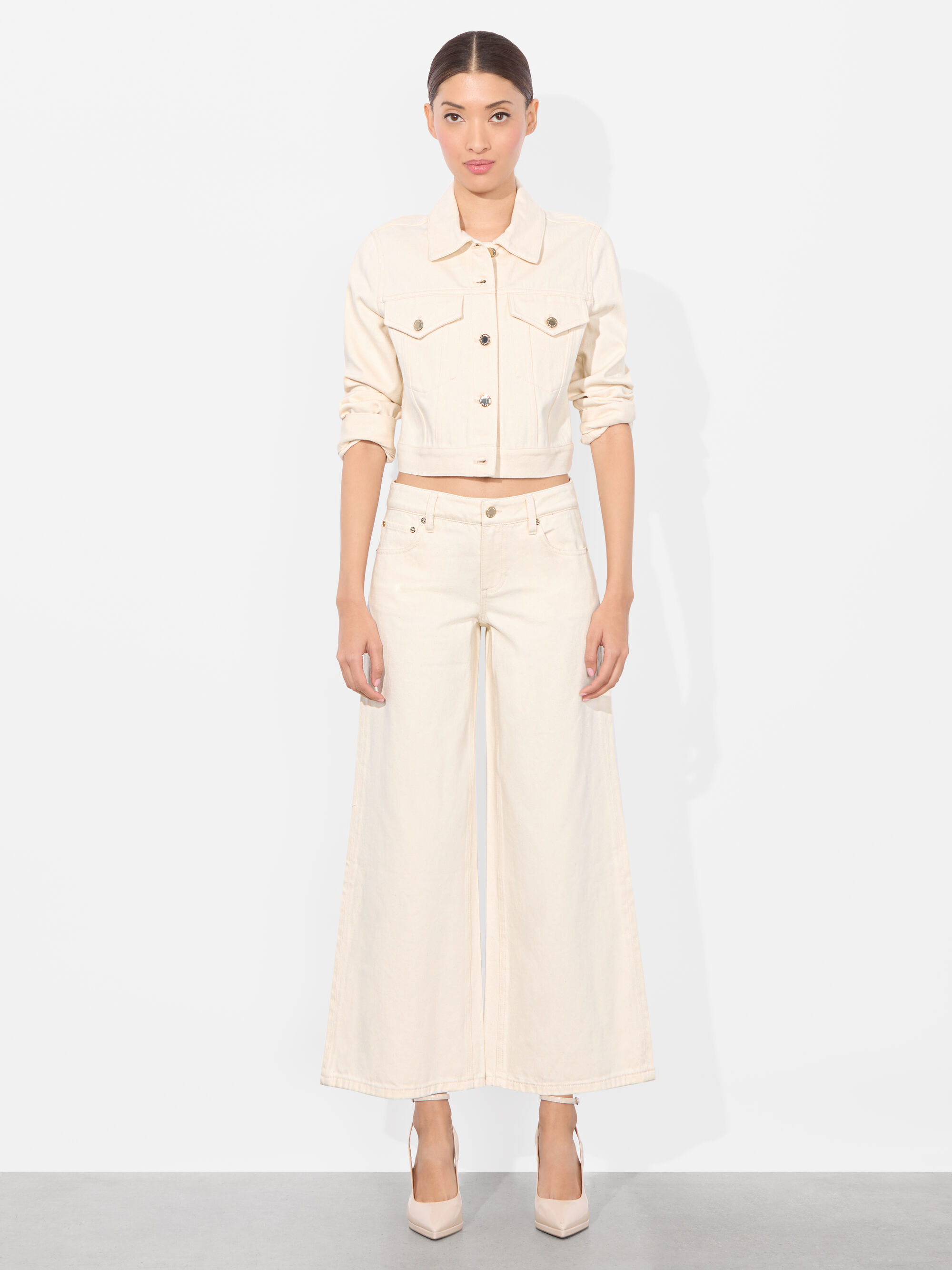 CHLOE DENIM JACKET in NATURAL | ALICE + OLIVIA