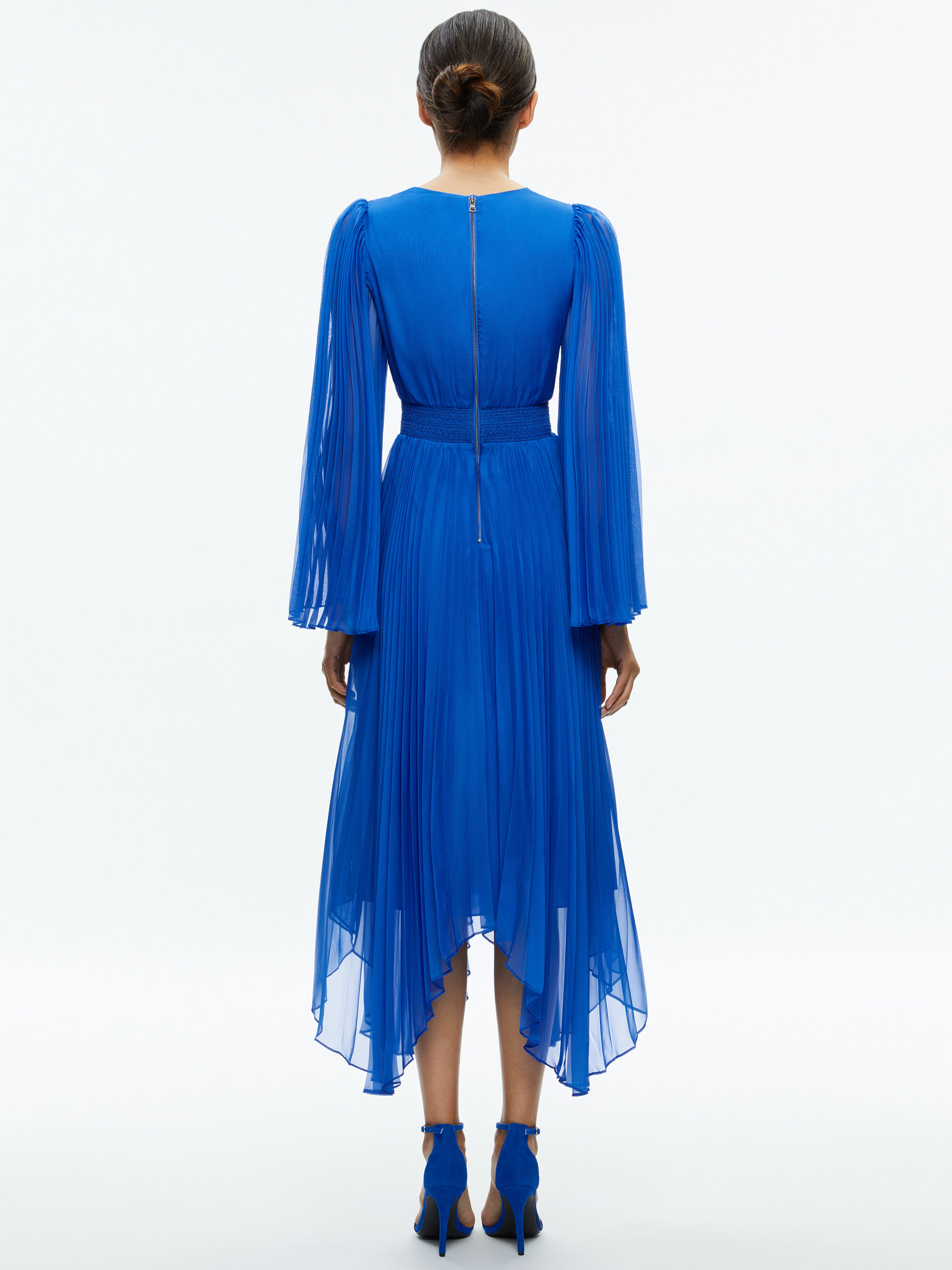 SION SUNBURST PLEATED MAXI DRESS in SAPPHIRE | ALICE + OLIVIA