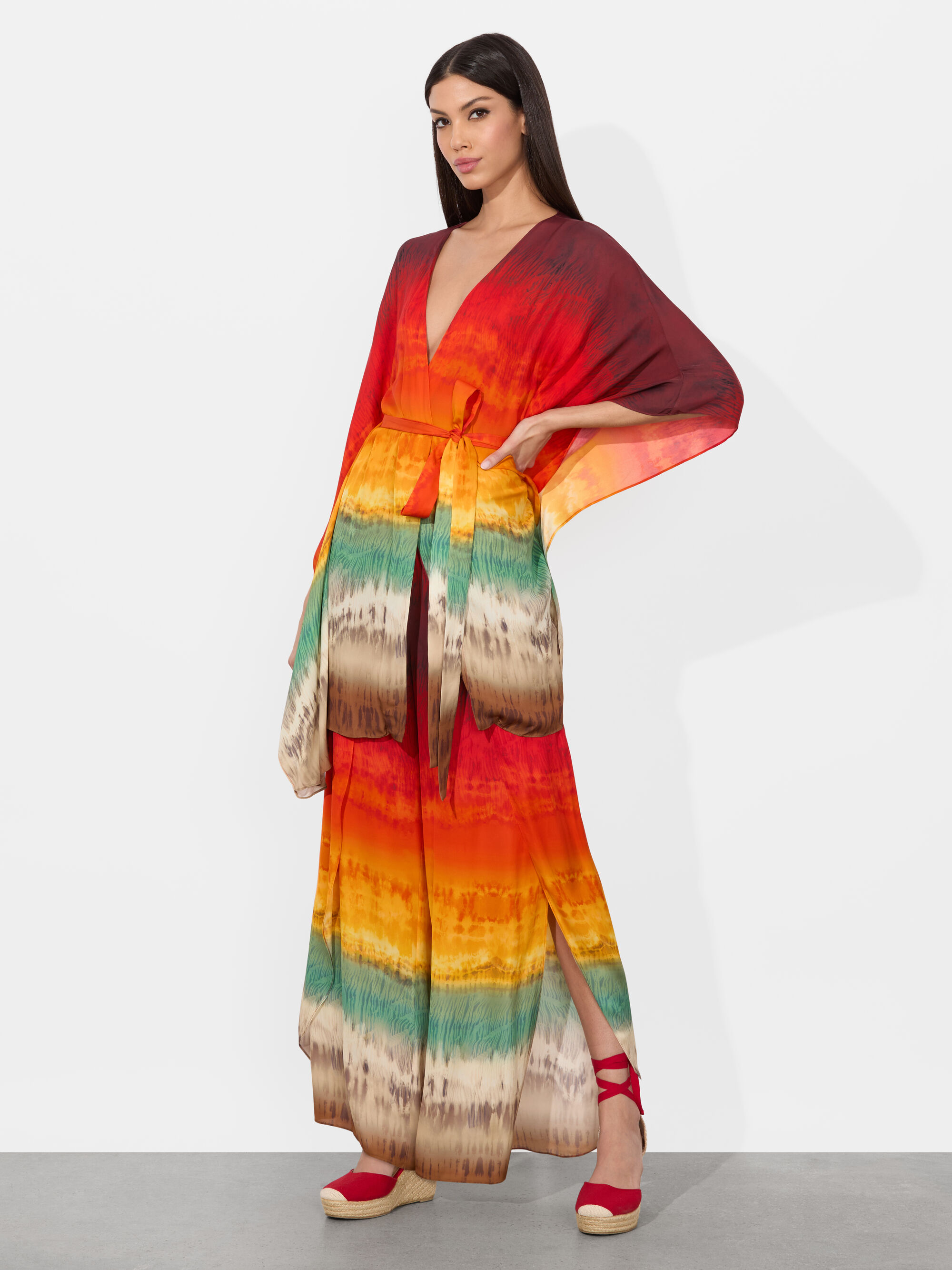 MARVA BELTED MINI KAFTAN in CRYSTAL TIE DYE | ALICE + OLIVIA