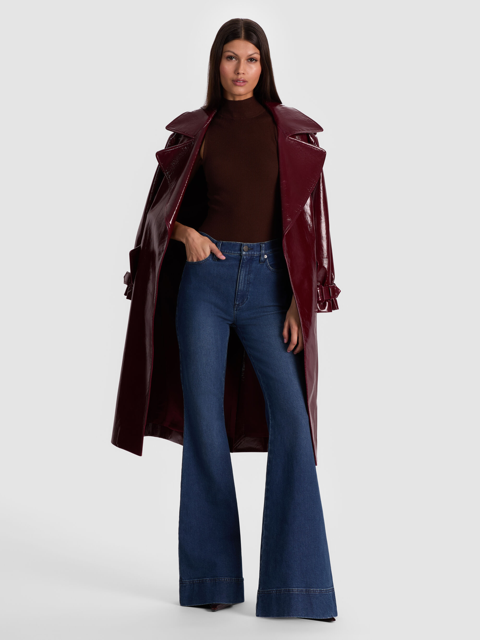 NEVADA VEGAN TRENCH COAT in OXBLOOD | ALICE + OLIVIA
