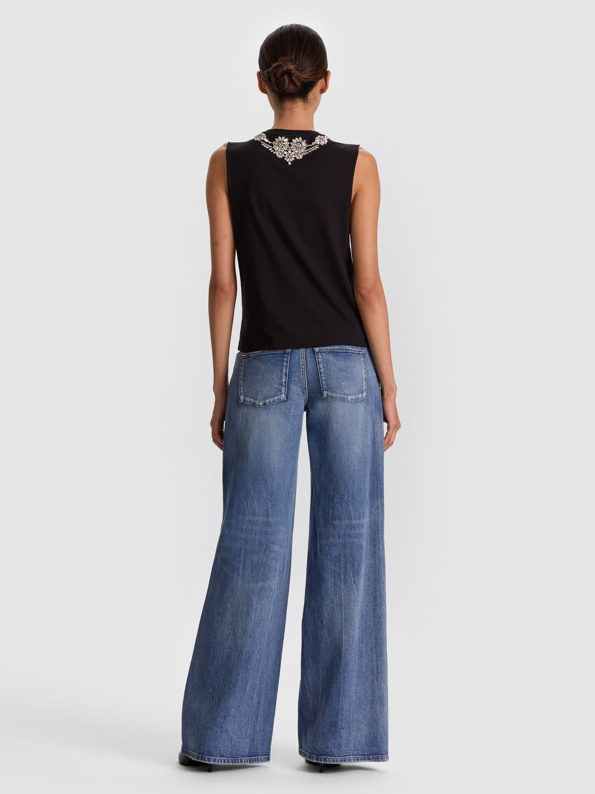 DEDE EMBELLISHED TANK in BLACK | ALICE + OLIVIA