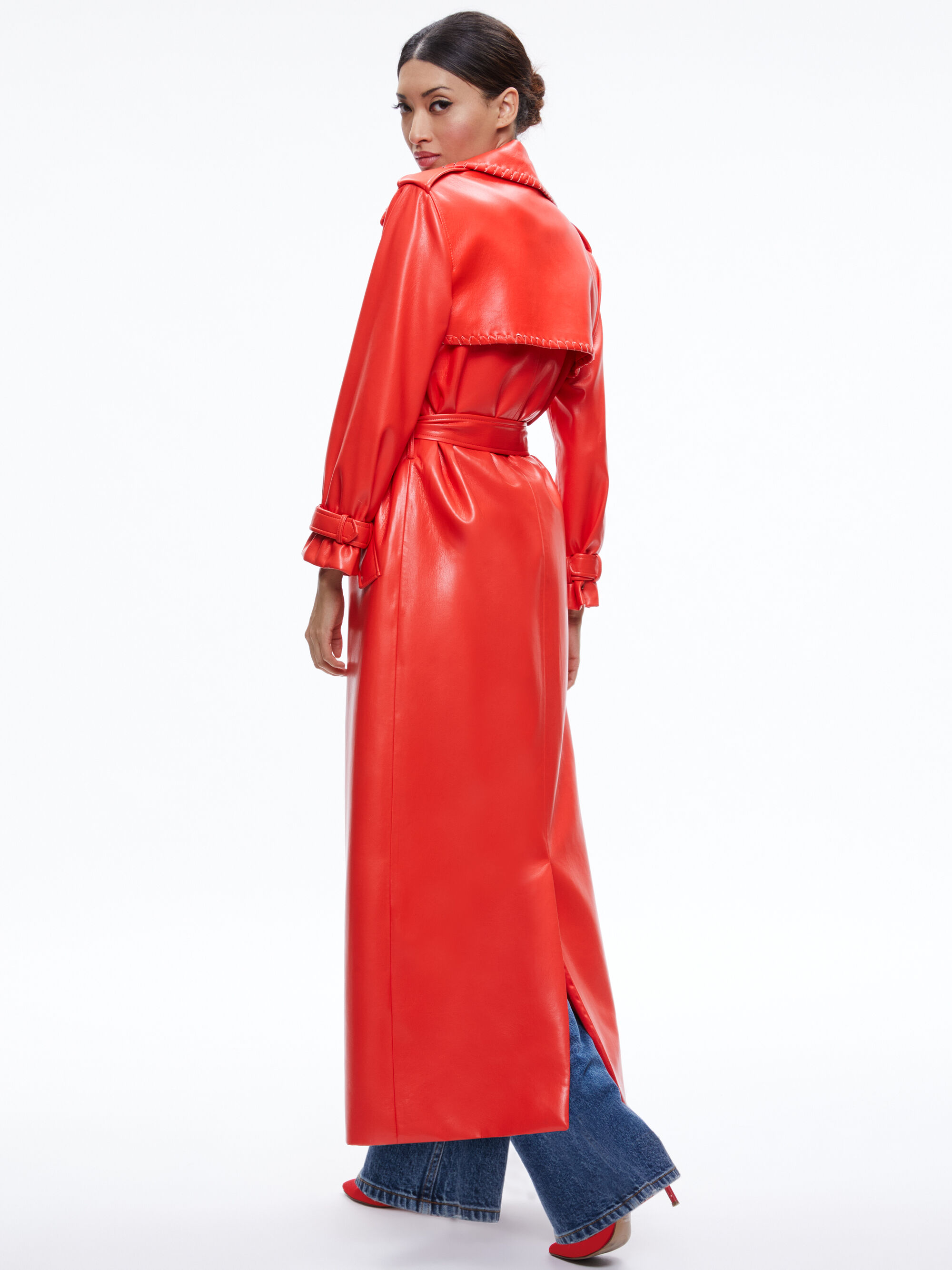 NEVADA VEGAN TRENCH in PERFECT RUBY | ALICE + OLIVIA