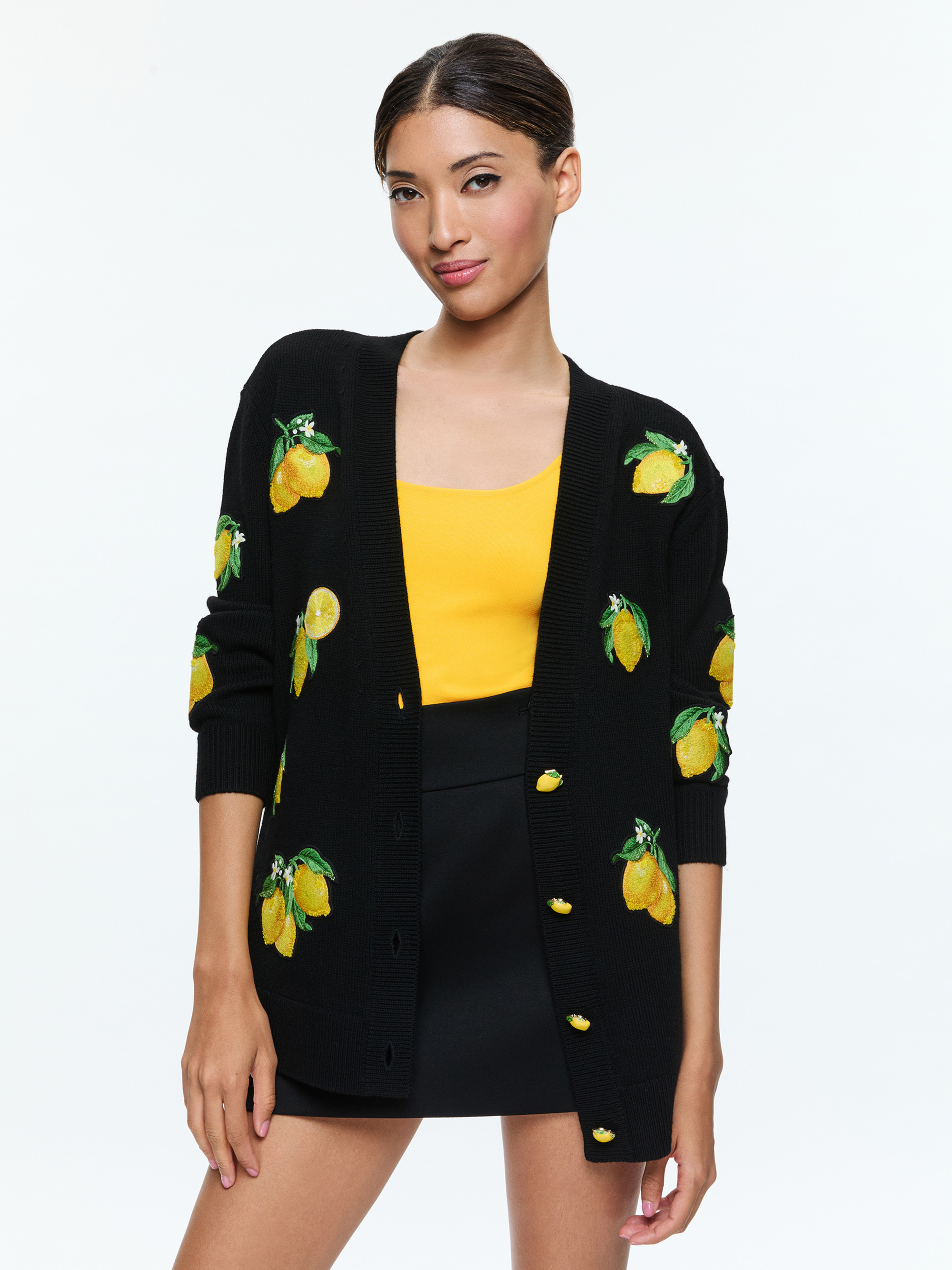 Bradford Cardigan In Lemon Tree | Alice + Olivia
