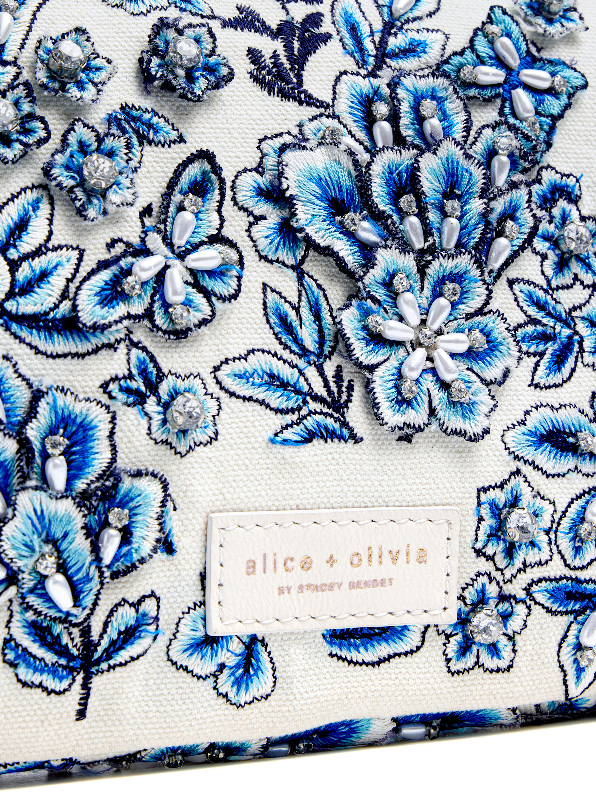 ALICIA SHOULDER BAG in BLUE/OFF WHITE | ALICE + OLIVIA