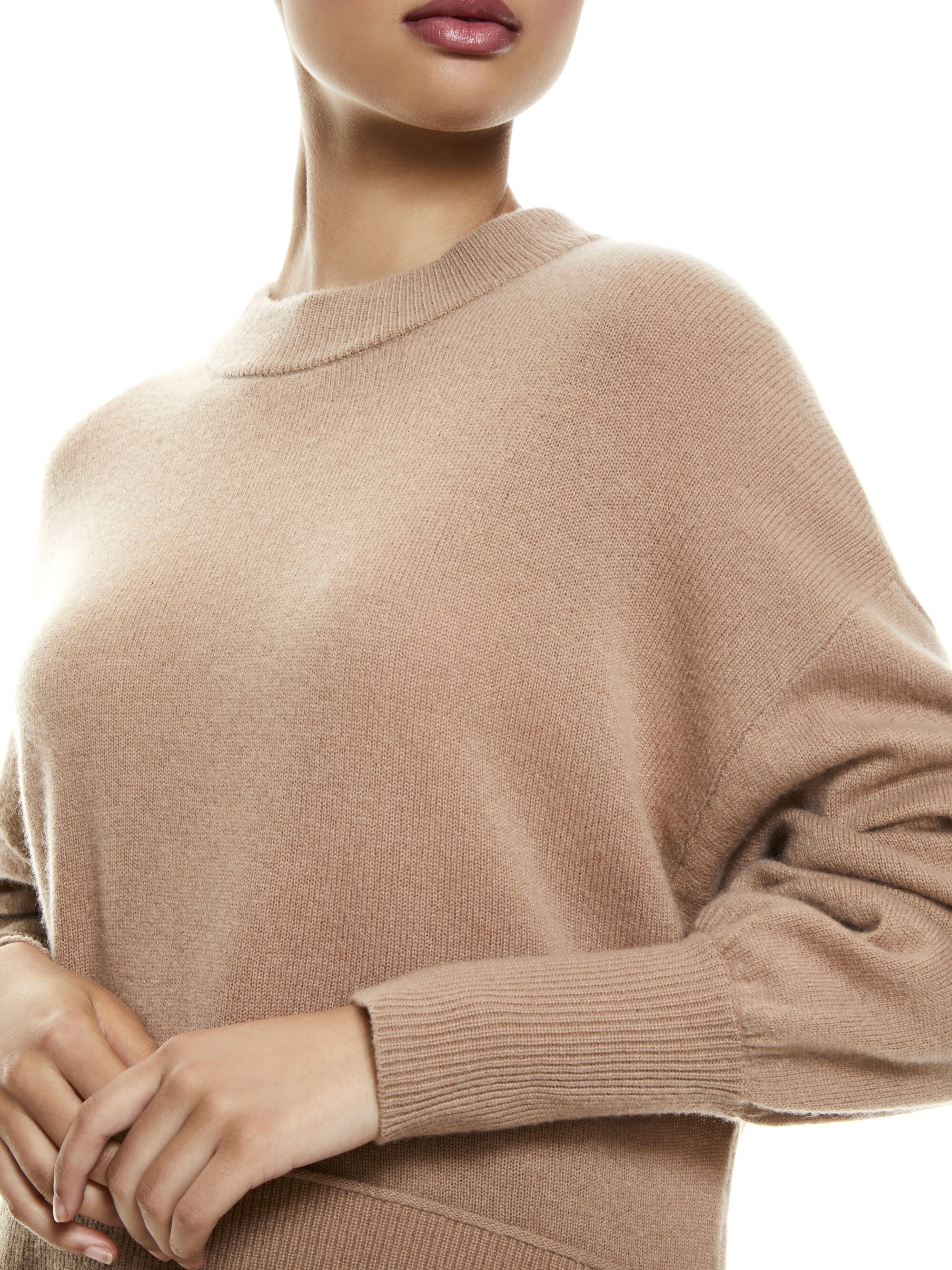 Denver Round Hem Sweater In Camel | Alice + Olivia