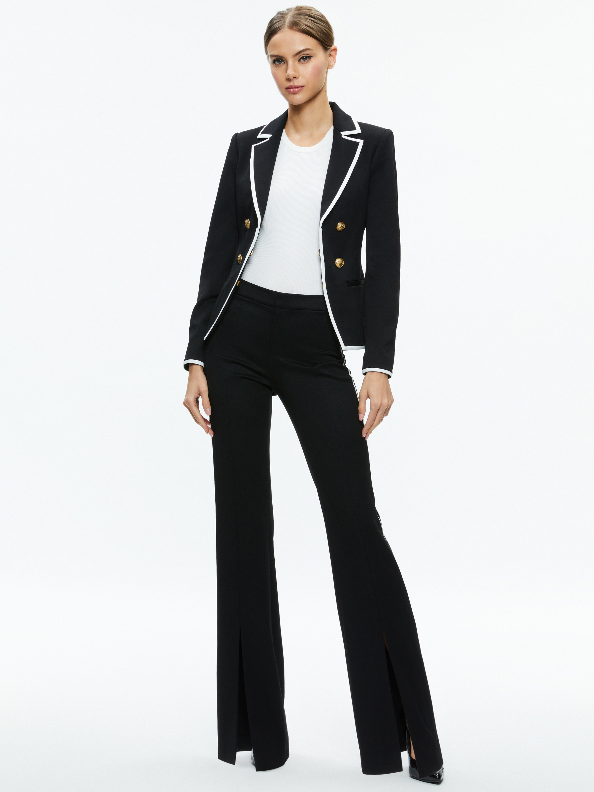 MYA CONTRAST PIPING FITTED BLAZER + PRINCESS CONTRAST PIPING PANT