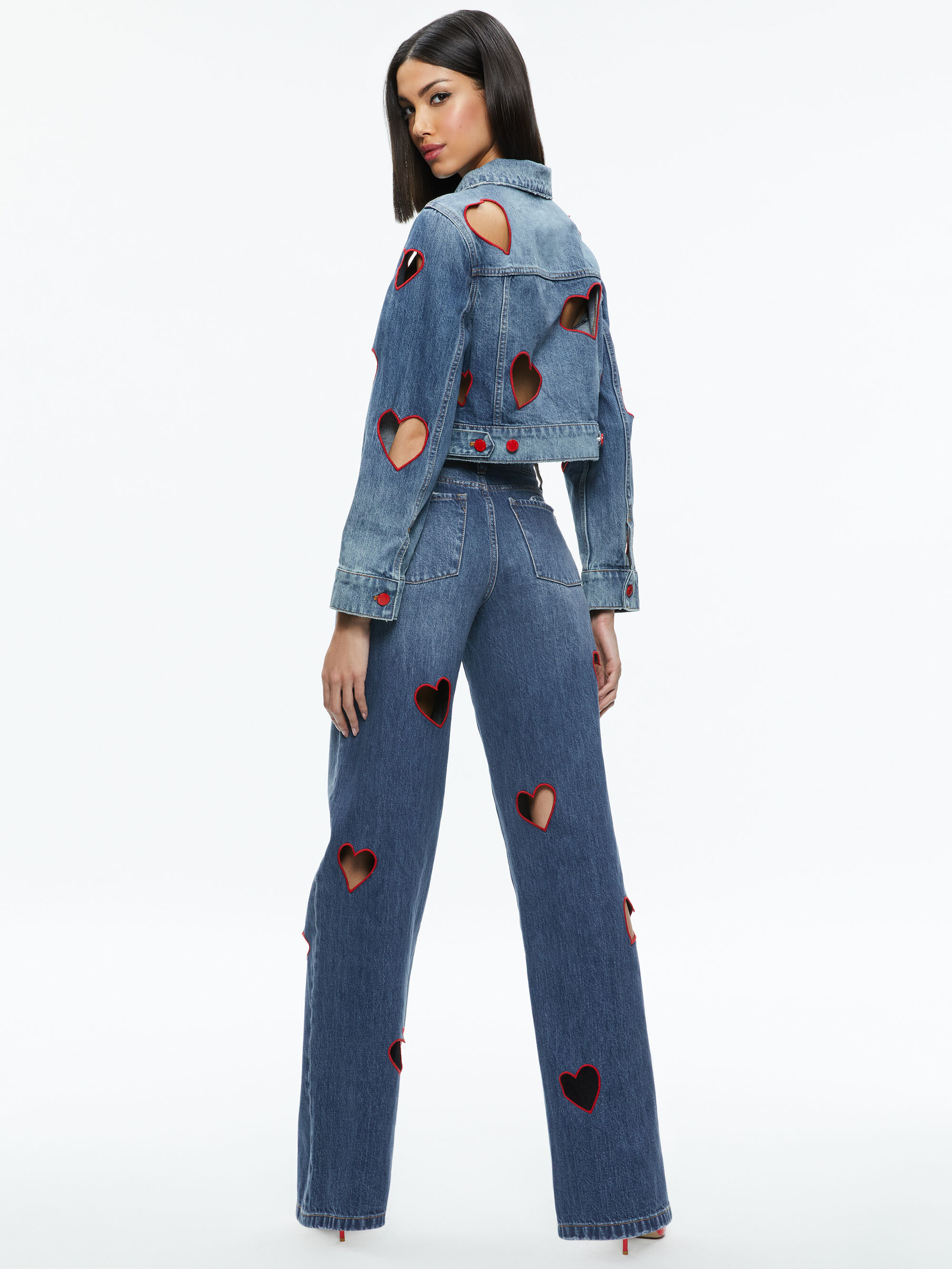Jeff Heart Embroidered Cropped Denim Jacket In True Blues Dark | Alice ...