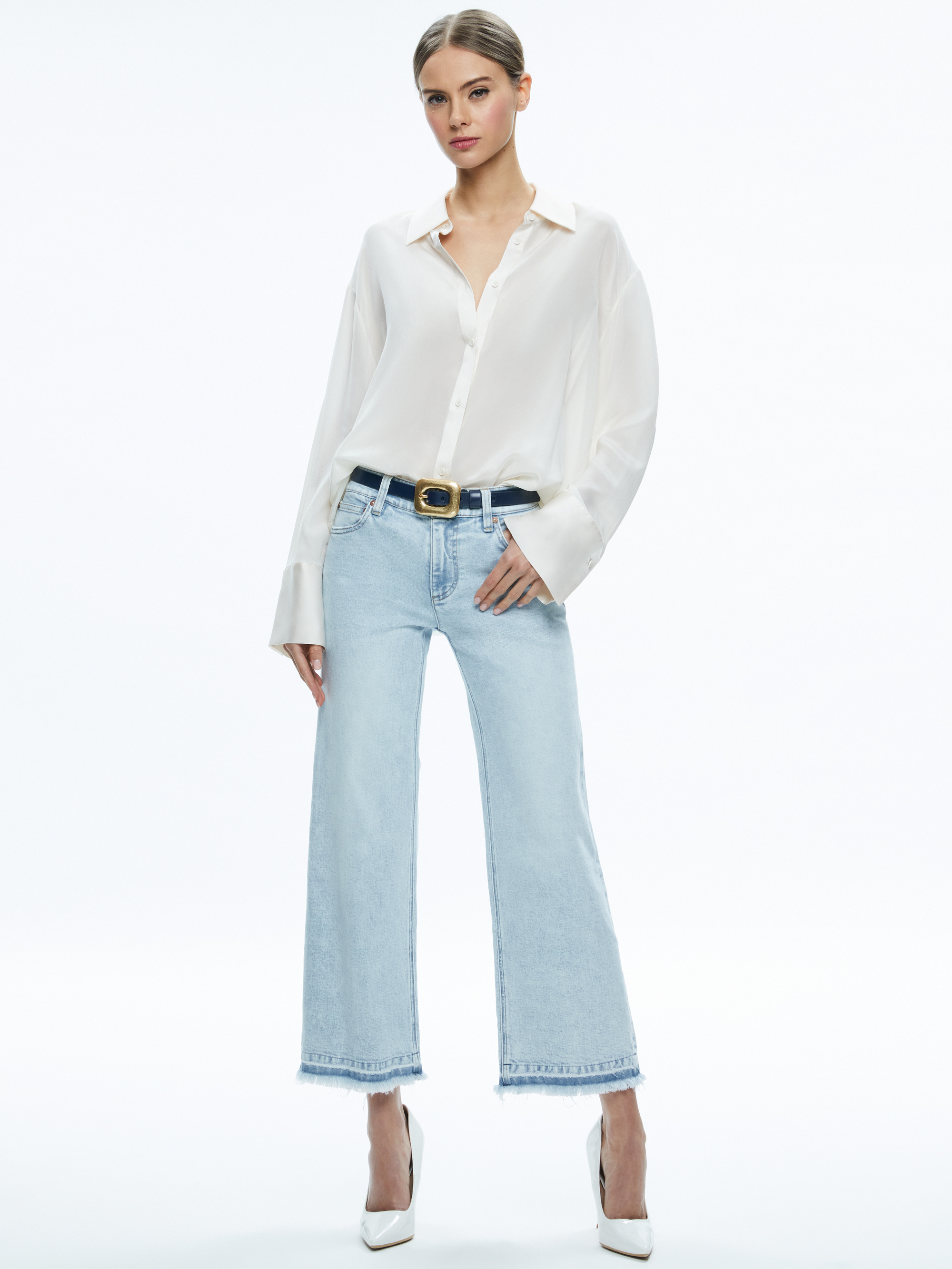 Letty Buckle Belt In Indigo | Alice + Olivia