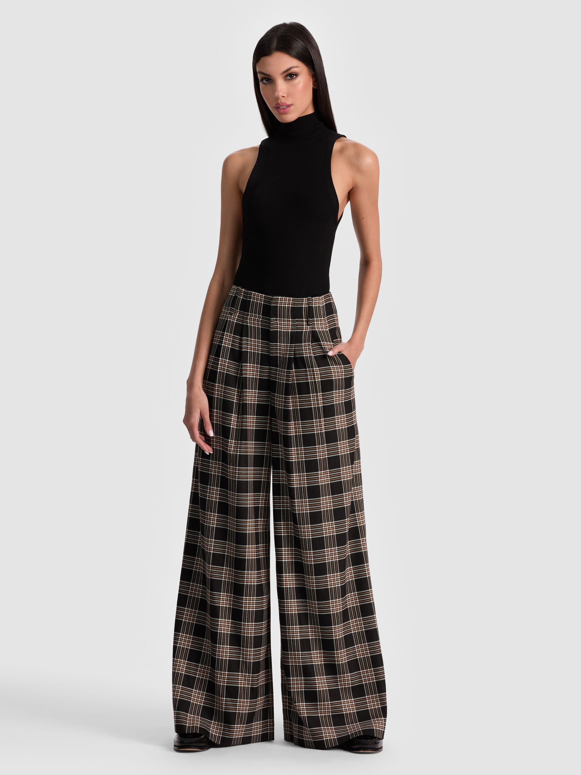 ELOISE WIDE LEG PANT in BLACK/MULTI | ALICE + OLIVIA