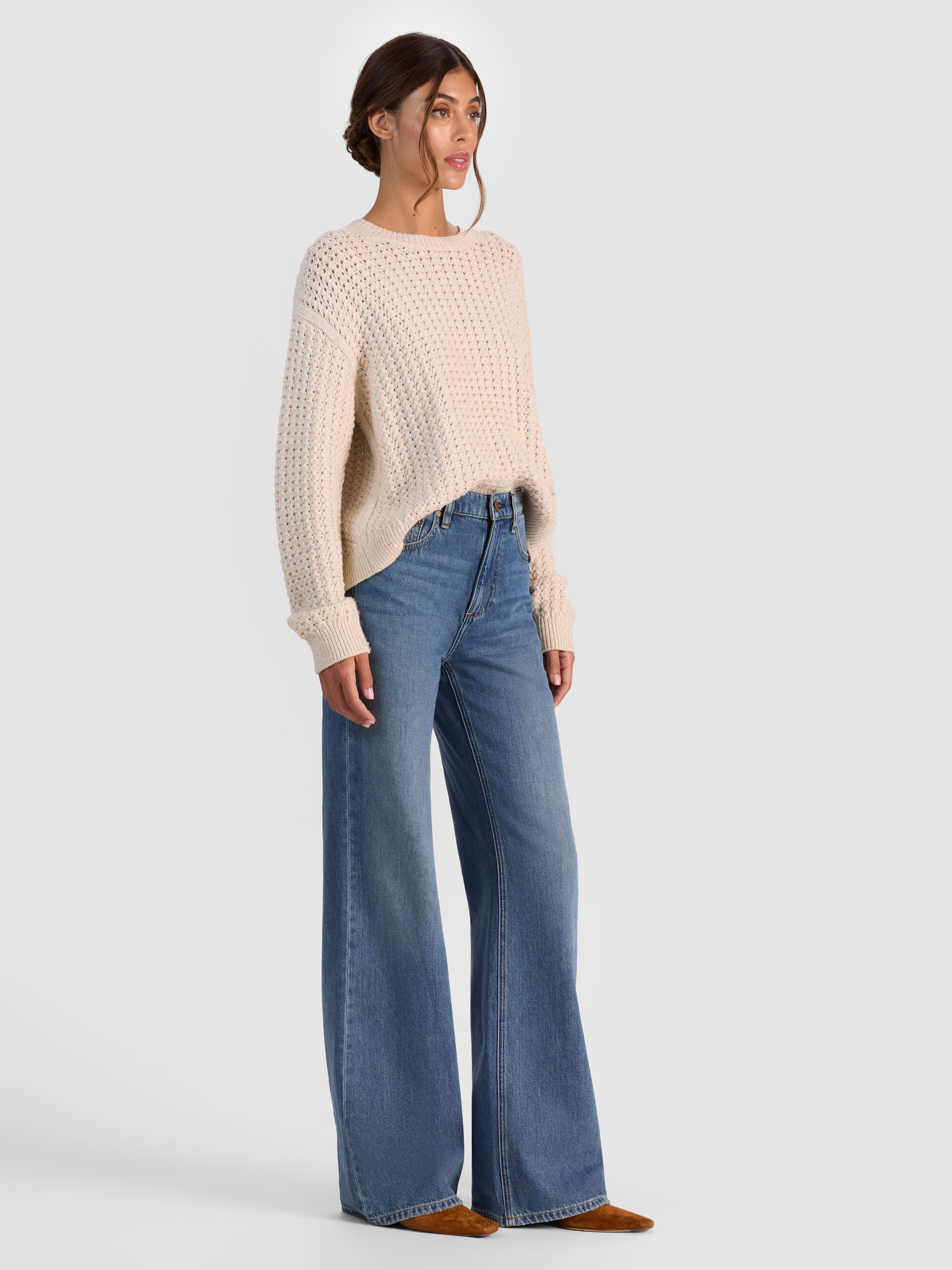 LIZA SPARKLE PULLOVER in OATMEAL MARL | ALICE + OLIVIA