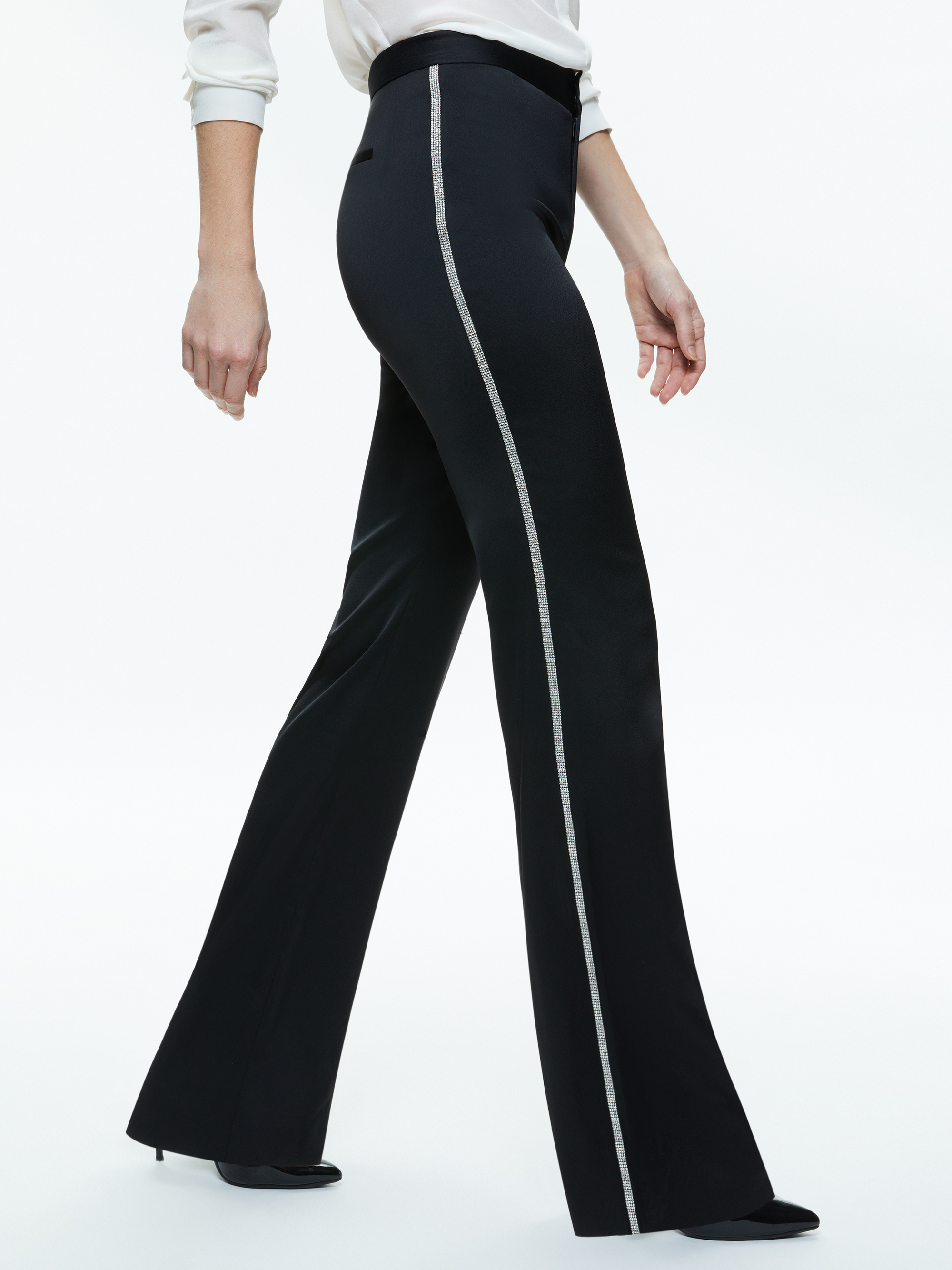 Livi Embellished Side Stripe Pant In Black | Alice + Olivia