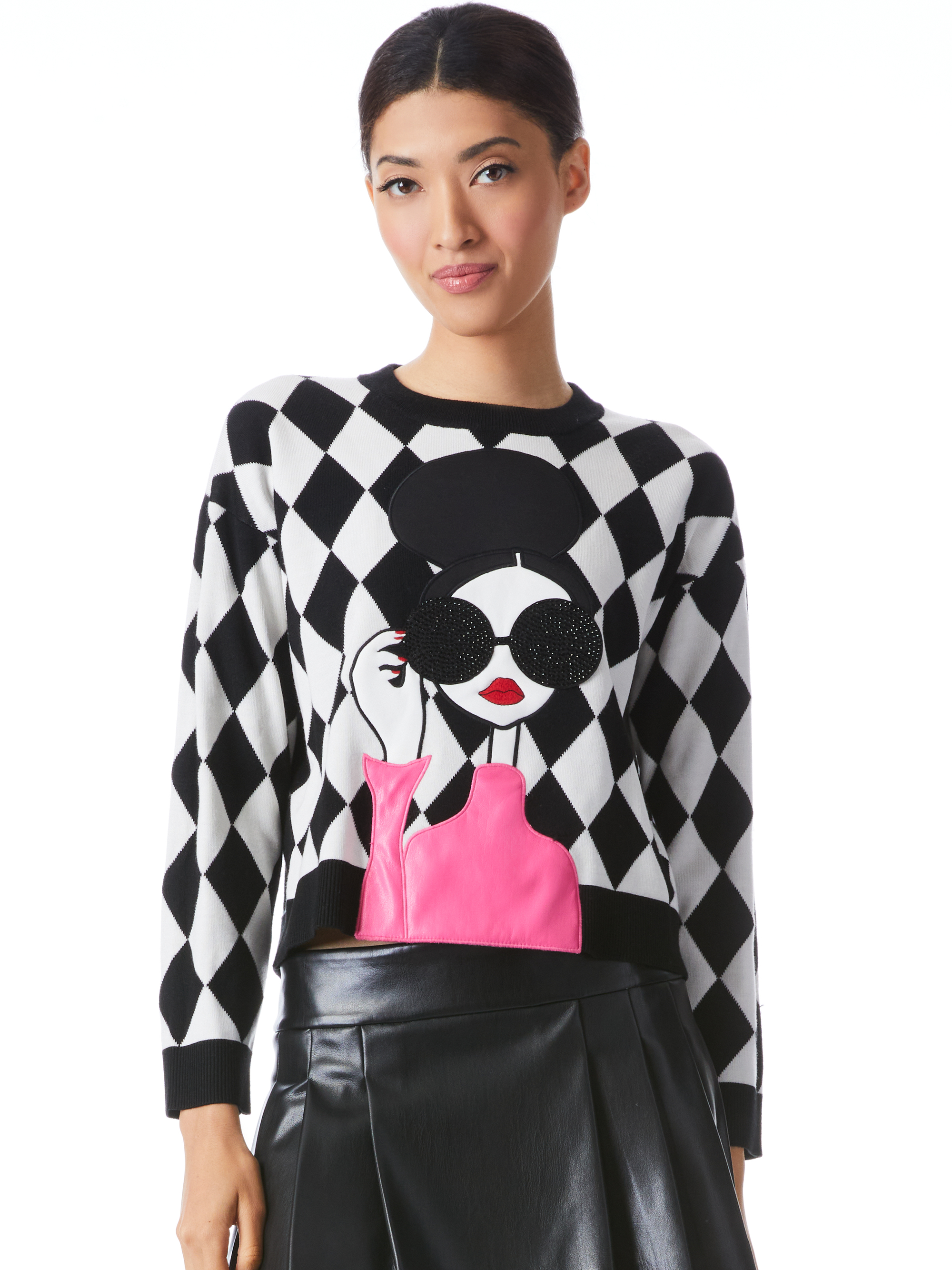 Gleeson Stace Face Pullover In Multi | Alice + Olivia