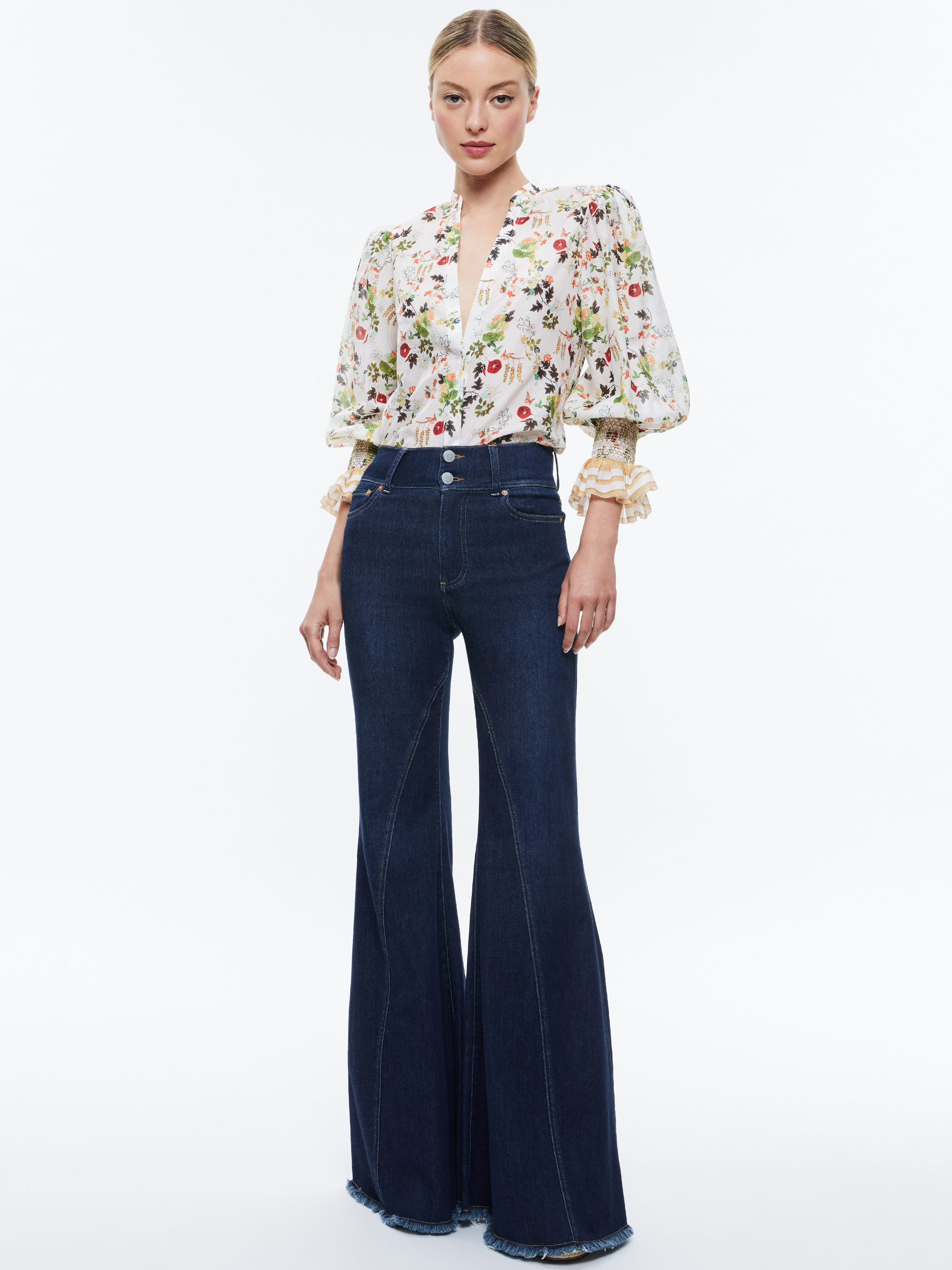 Ilan Button Front Blouse In Blush Kiss Vanilla | Alice + Olivia