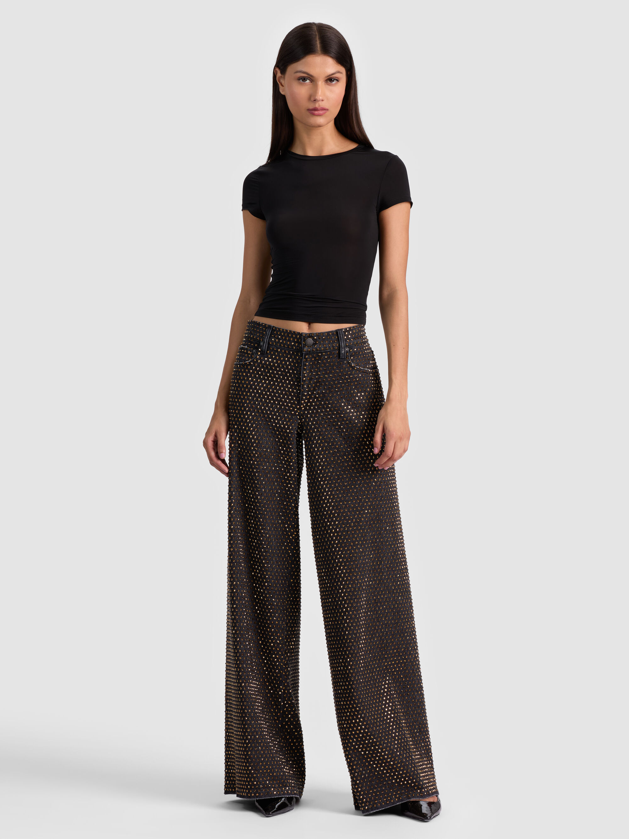 AMAZING EMBELLISHED JEAN in MAYA CHARCOAL BLACK | ALICE + OLIVIA
