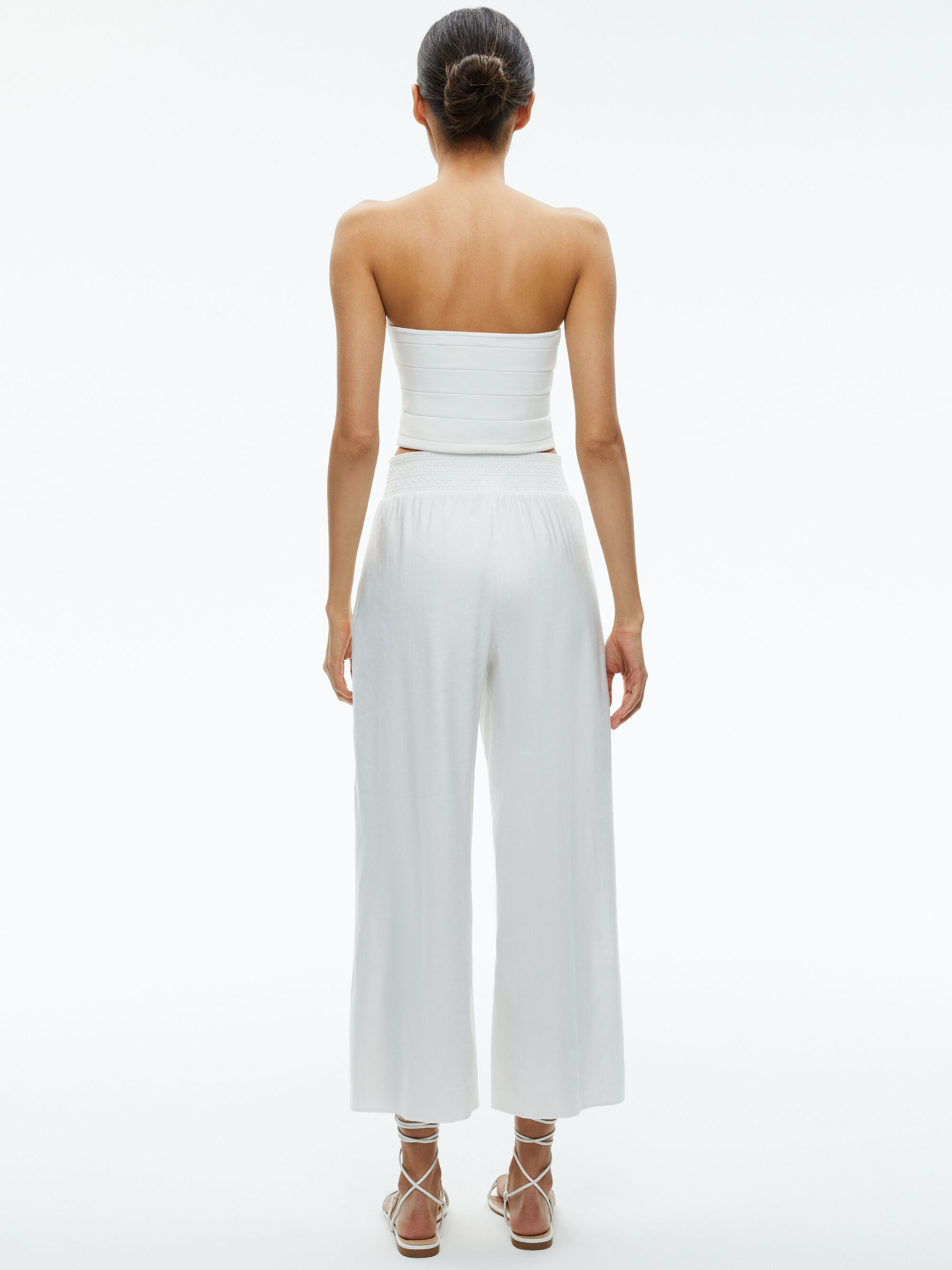 LARISSA LINEN PULL UP PANT in OFF WHITE | ALICE + OLIVIA